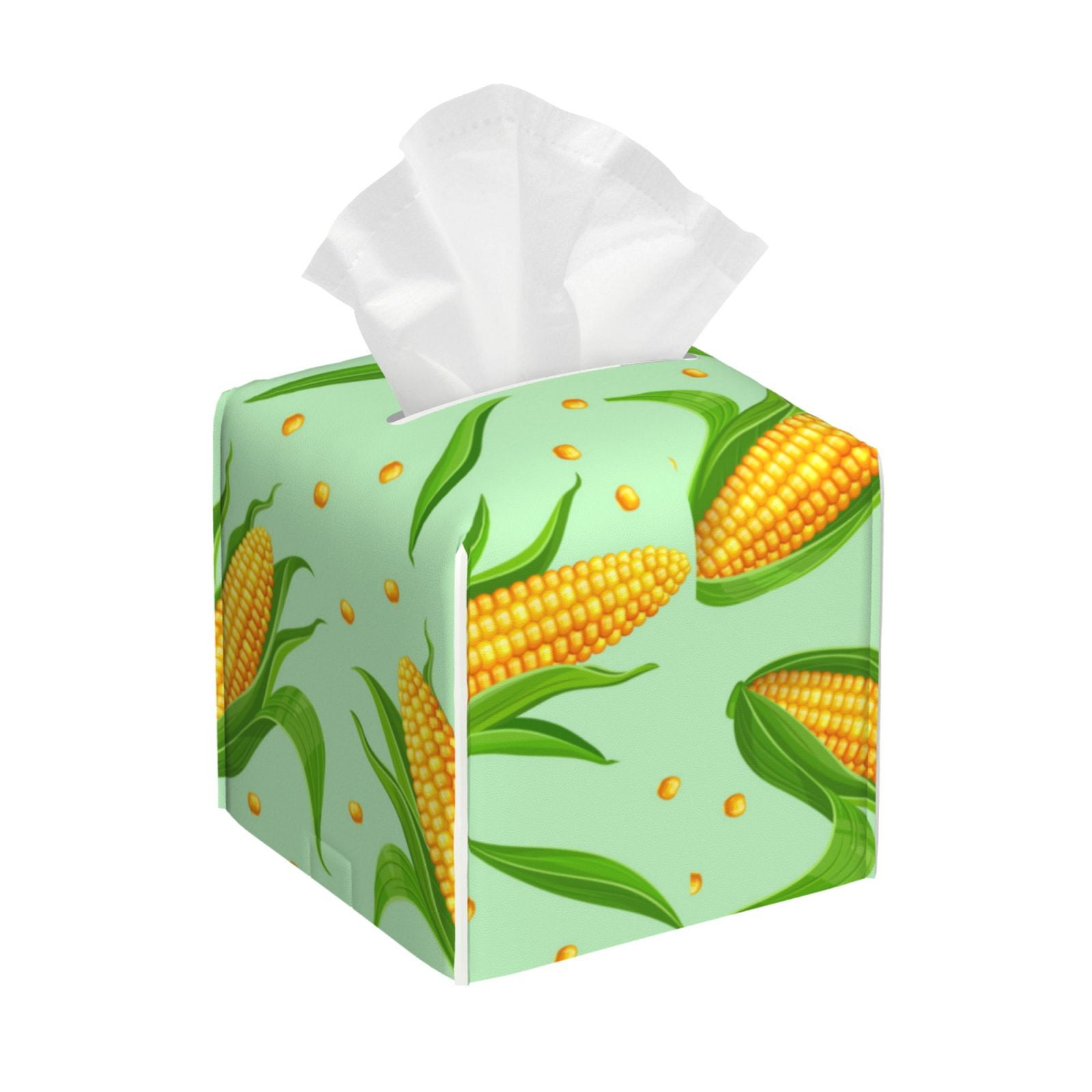 Tissue Box Cover Holder Square - cute Corn A Modern PU Leather Tissue ...