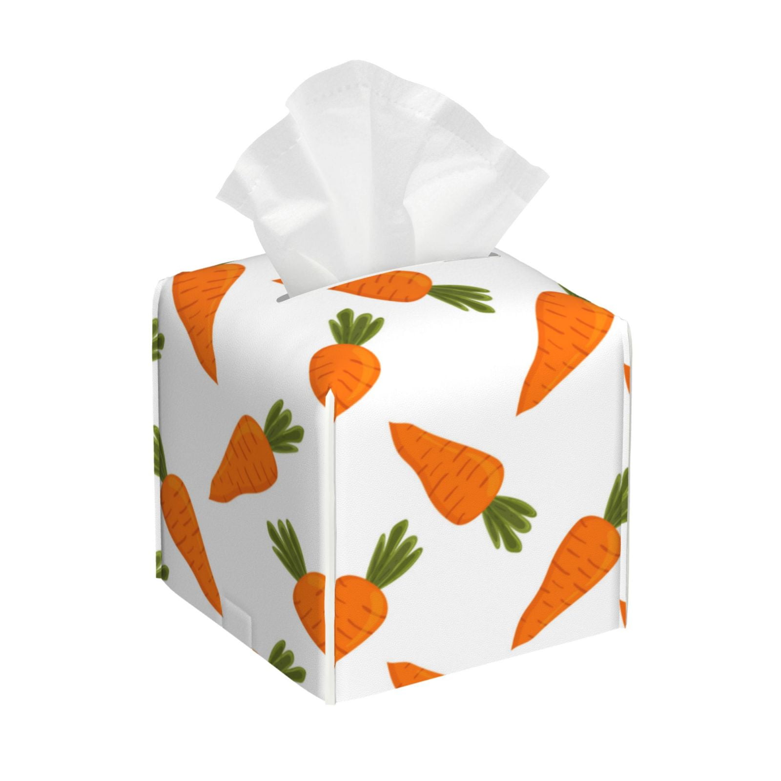 Tissue Box Cover Holder Square - cute Daucus Pattern Modern PU Leather ...