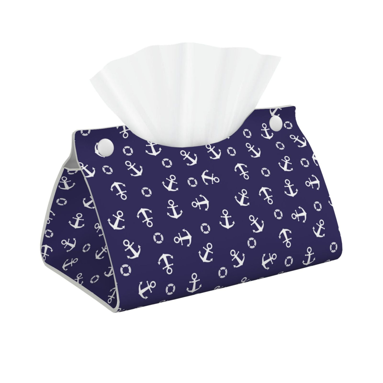 Tissue Box Cover Holder - anchor lifebuoy Cute navyblue Modern PU ...