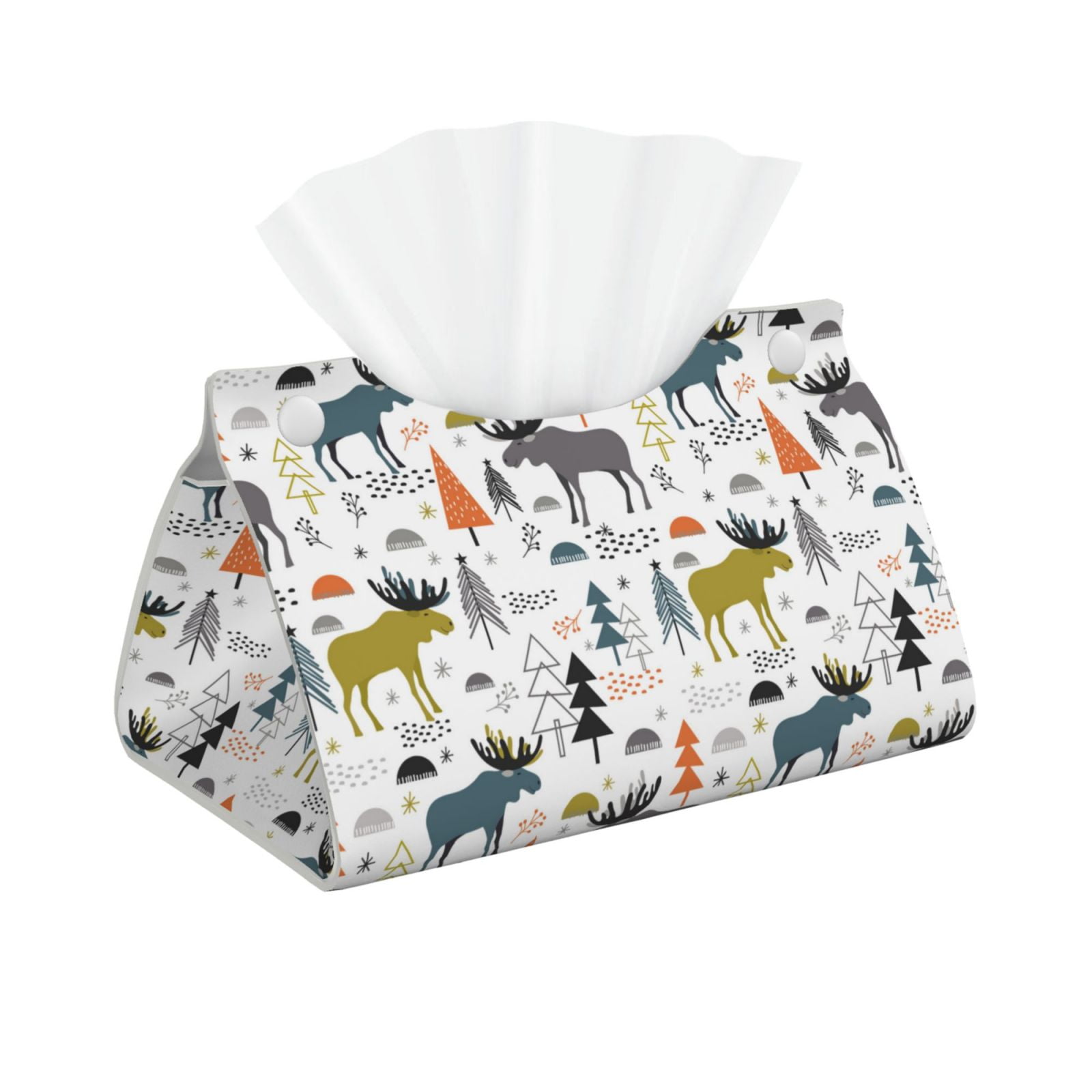Tissue Box Cover Holder - moose fores trees cartoon Modern PU Leather ...