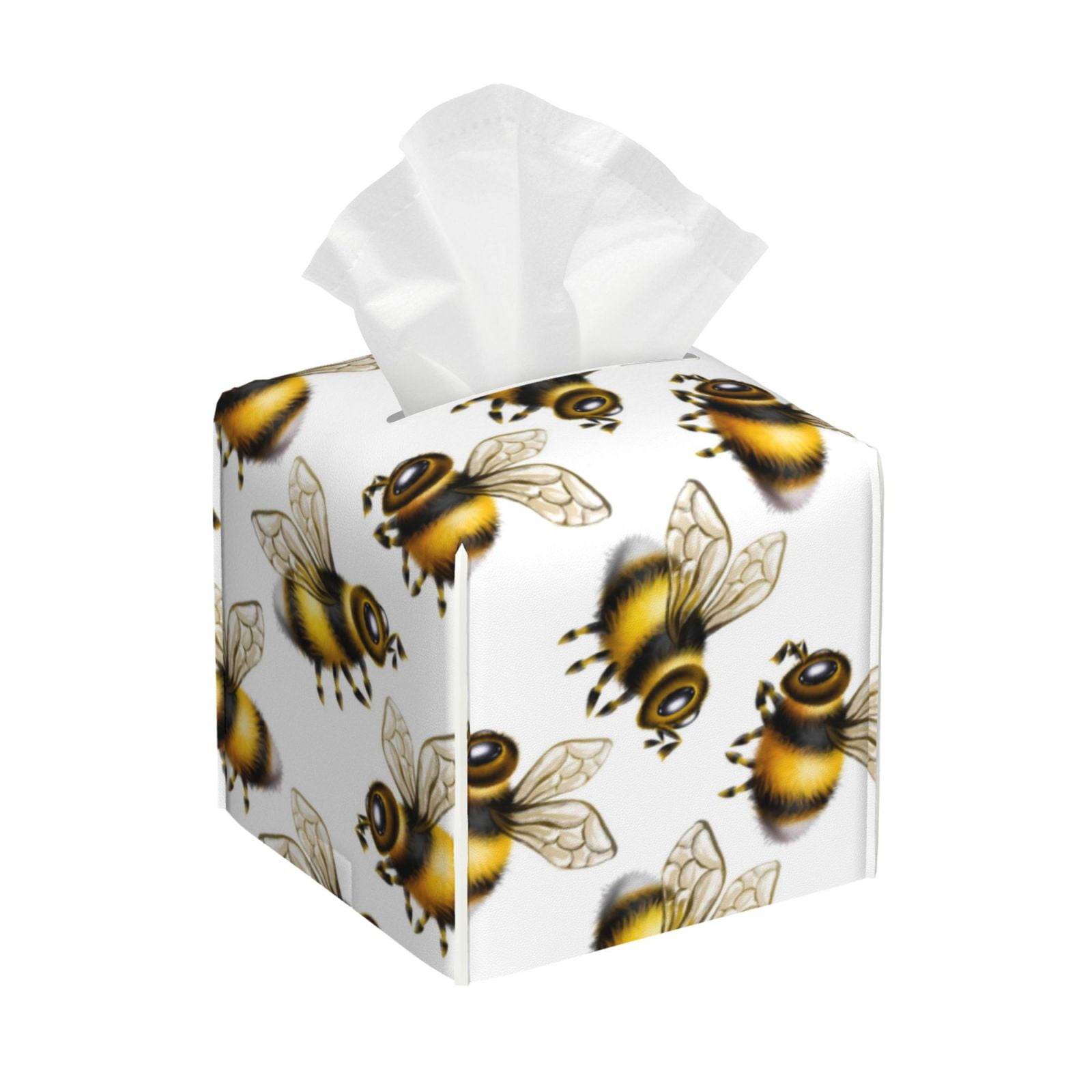 Tissue Box Cover - Honey Bee Realistic cute Modern Square Leather ...