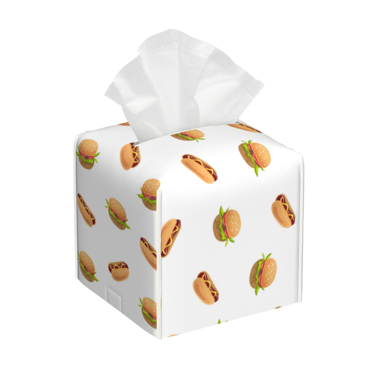 Tissue Box Cover Hot Dog Burger Print Tissues Boxes Holder Organizer ...