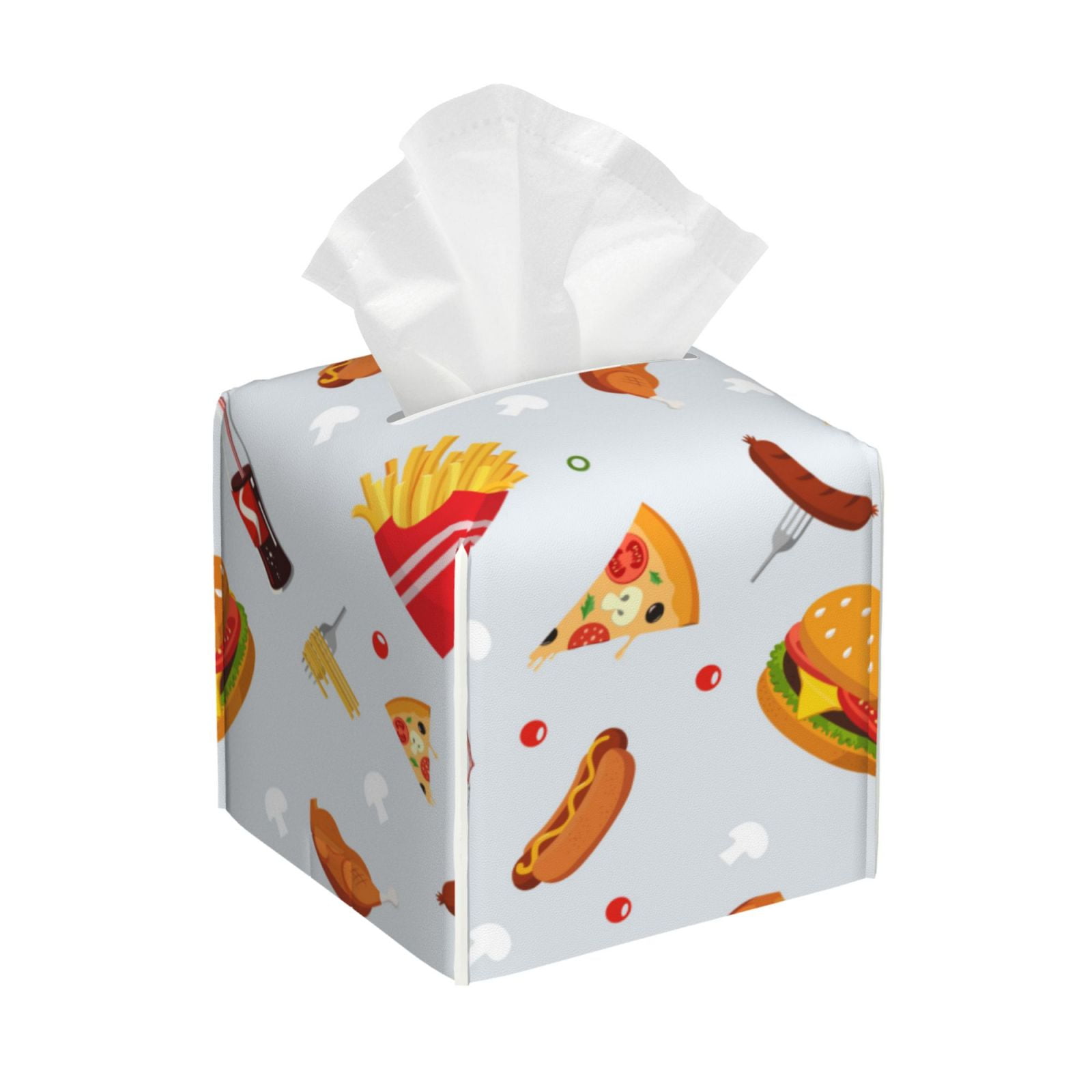 Tissue Box Cover, Hot Dog Coke Burger Pizza Leather Tissue Box Holder ...