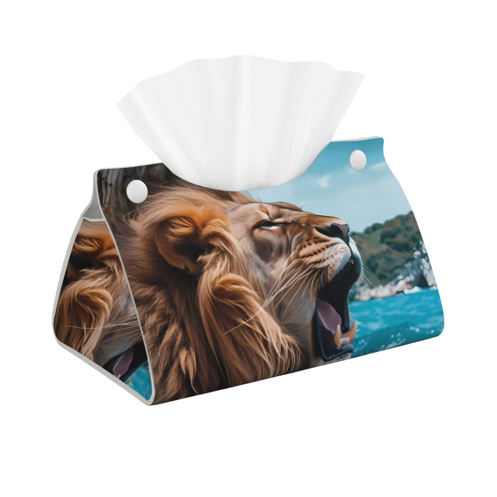 Tissue Box Cover Ice Blue Coastal Lion Tissues Boxes Holder Organizer ...