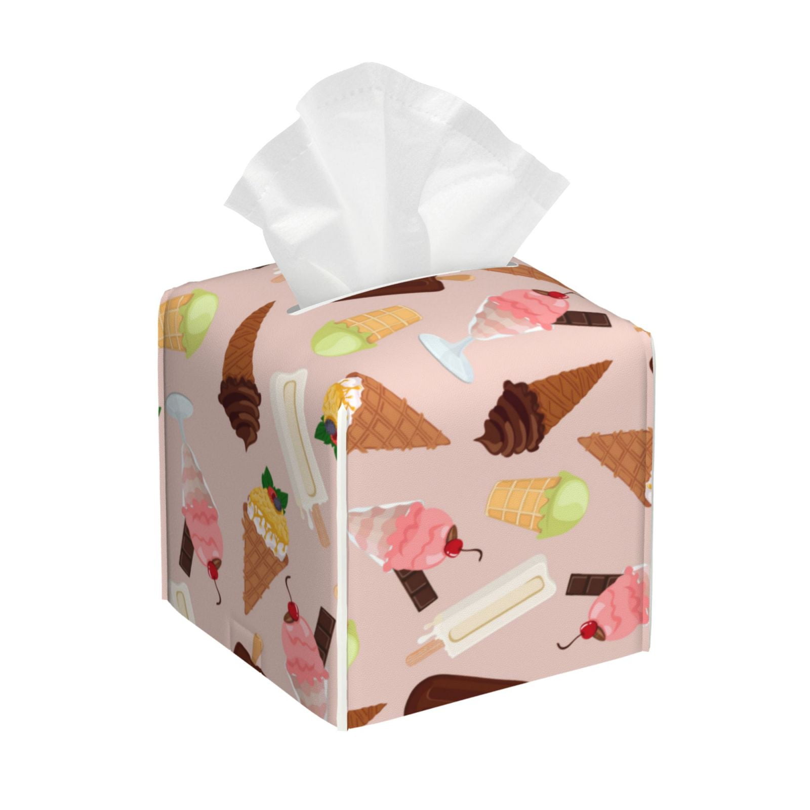 Tissue Box Cover Ice Cream Cone Print Tissues Boxes Holder Organizer ...