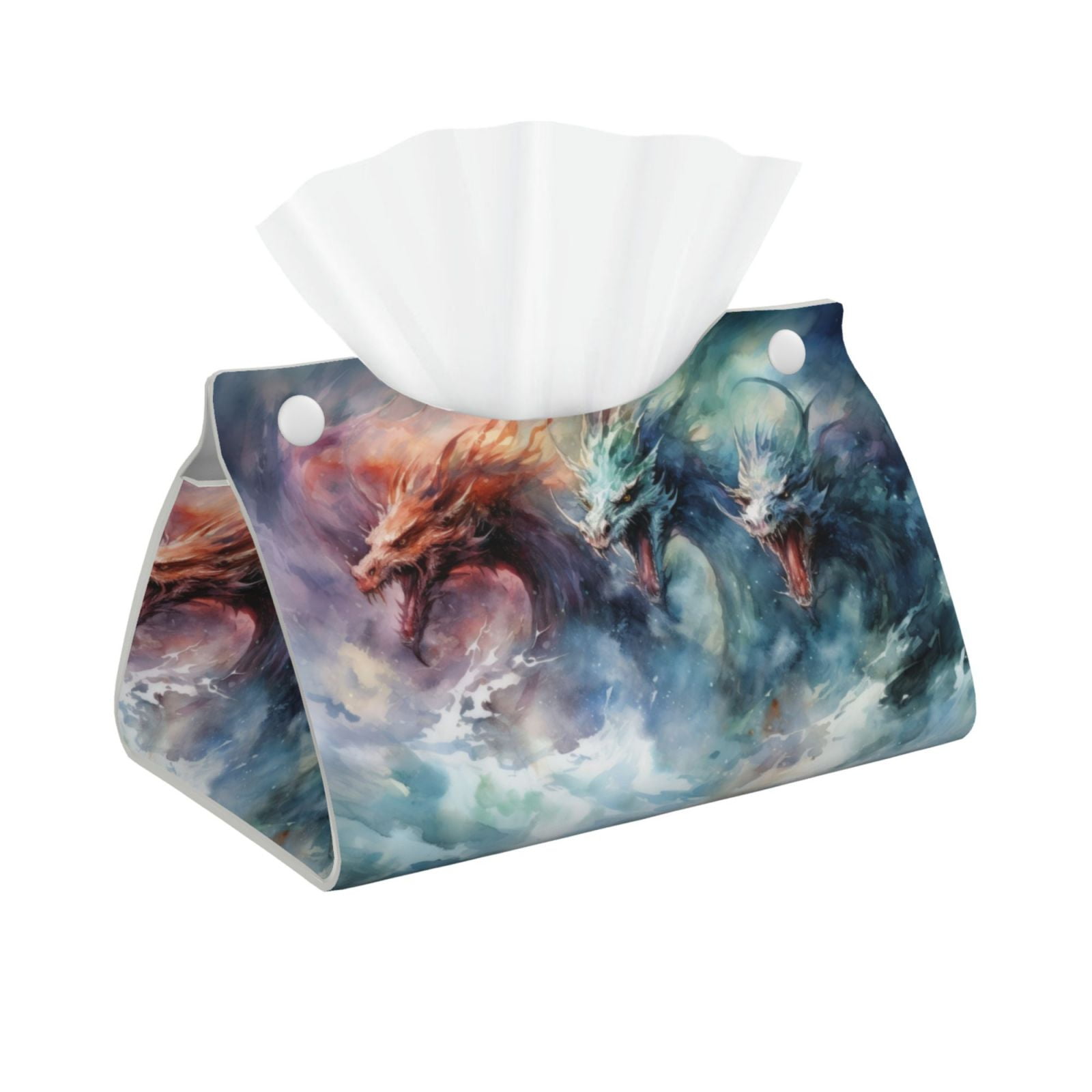 Tissue Box Cover, Ink Style Wave Dragon Rectangular Leather Tissue ...