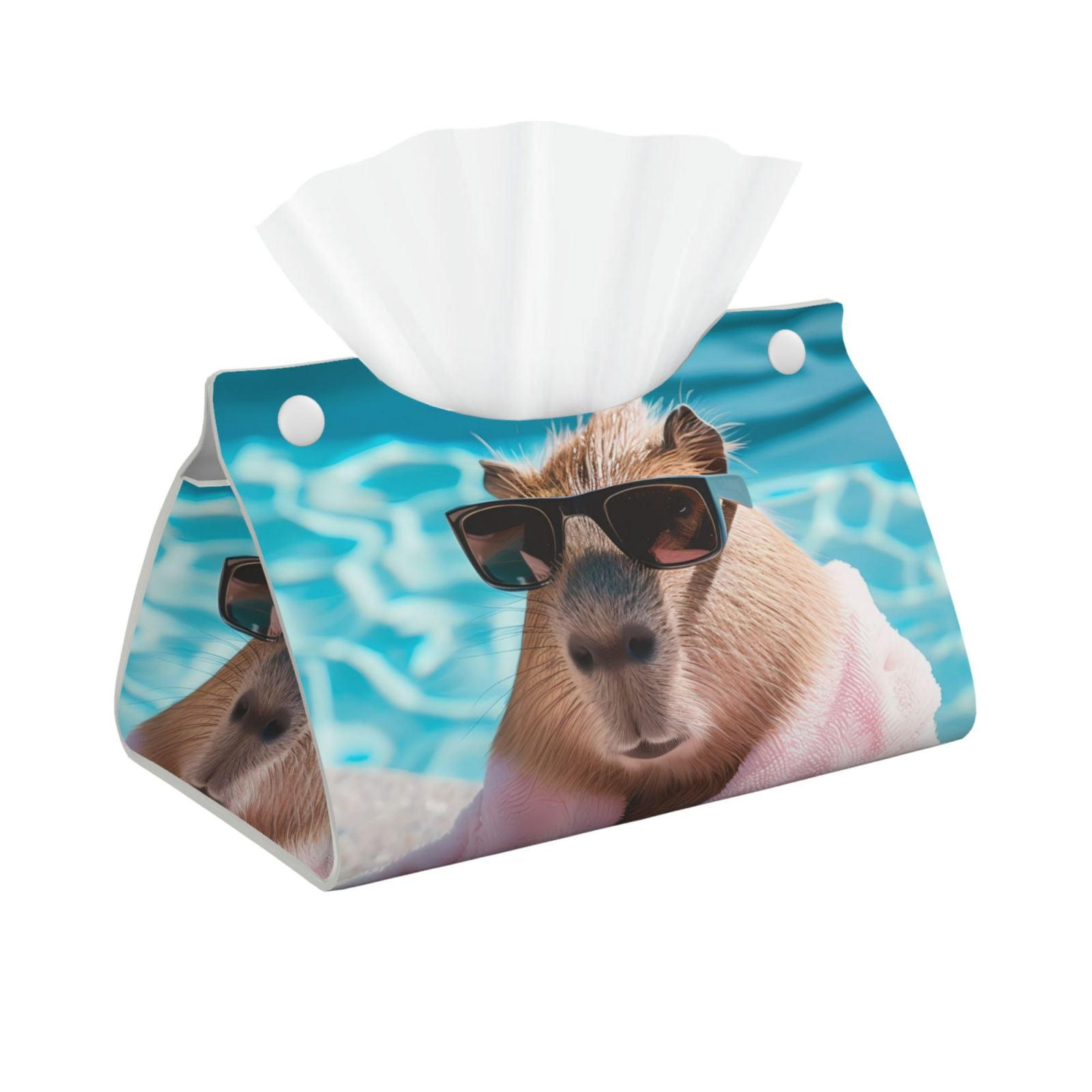 Tissue Box Cover, Island Vacation Guinea Pig Rectangular Leather Tissue ...