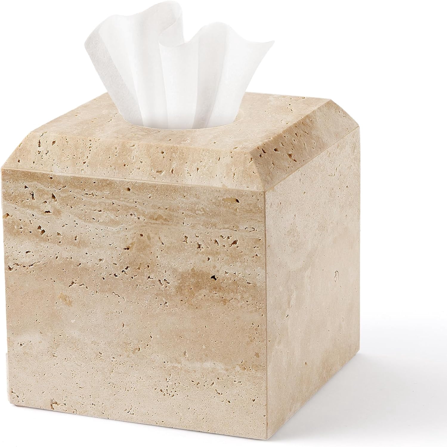 Tissue Box Cover Italy Natural Travertine Stone Heavy Duty Square ...