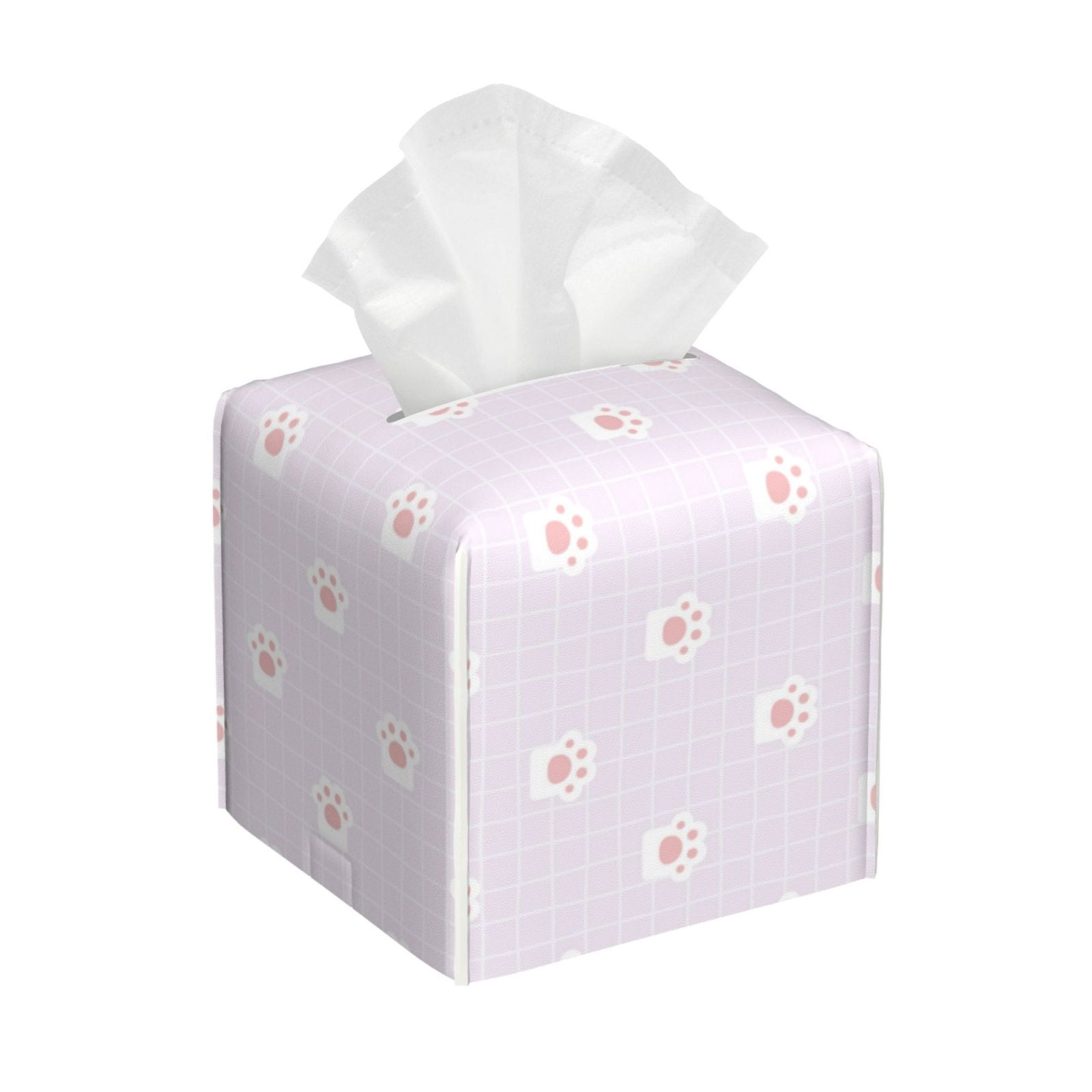 Tissue Box Cover, Kawaii cat paw -Modern Square Leather Tissue Box ...