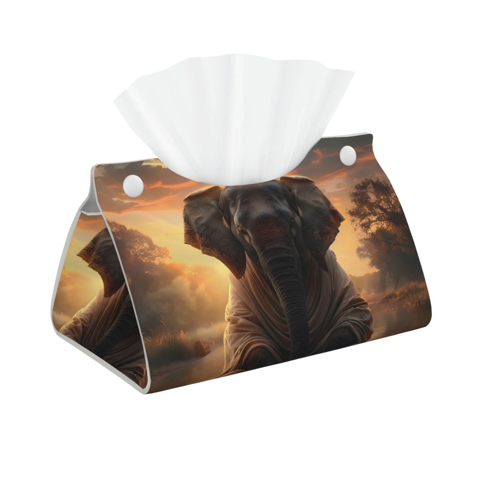 Tissue Box Cover Lake Meditating Elephant Tissues Boxes Holder ...