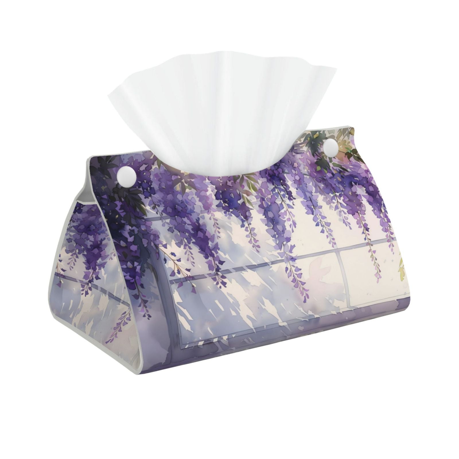 Tissue Box Cover, Lavender Blooms Window Rectangular Leather Tissue ...