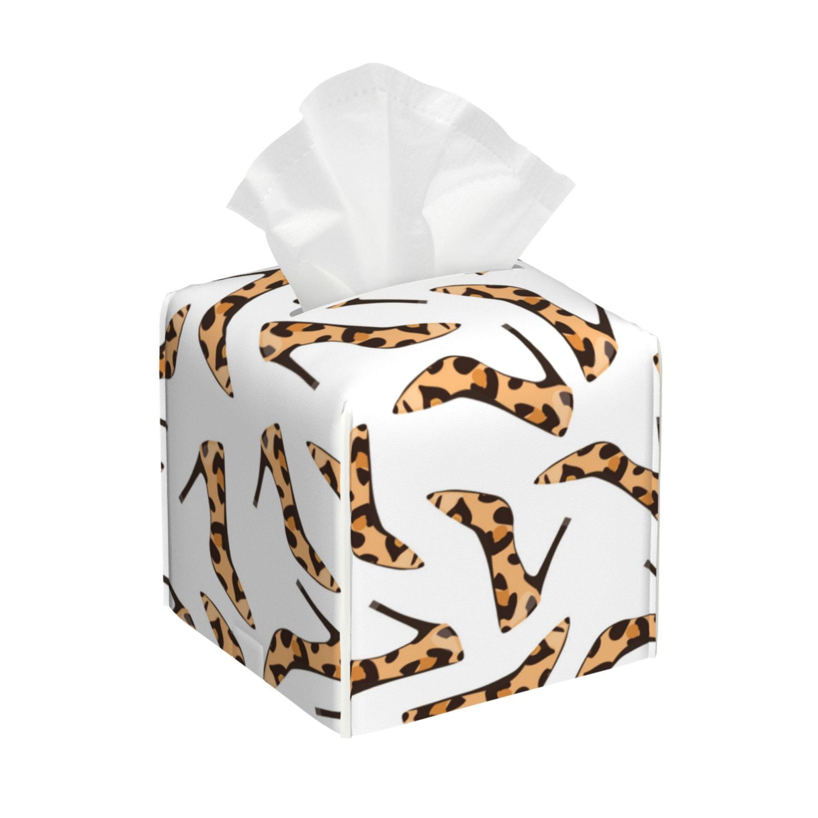 Tissue Box Cover - Leopard print shoes funny fashion Modern Square ...