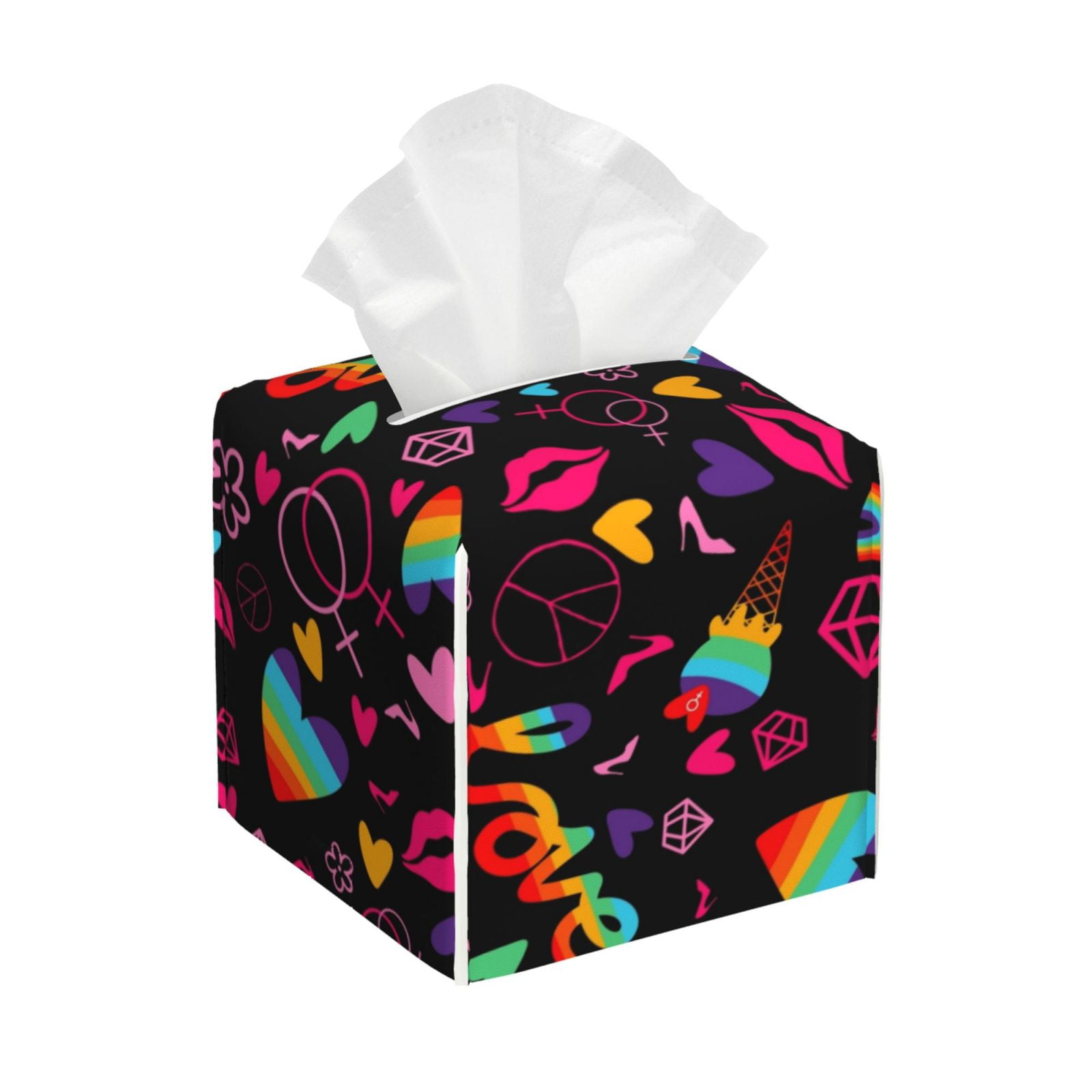 Tissue Box Cover, Lgbt Rainbow For Pride Leather Tissue Box Holder ...