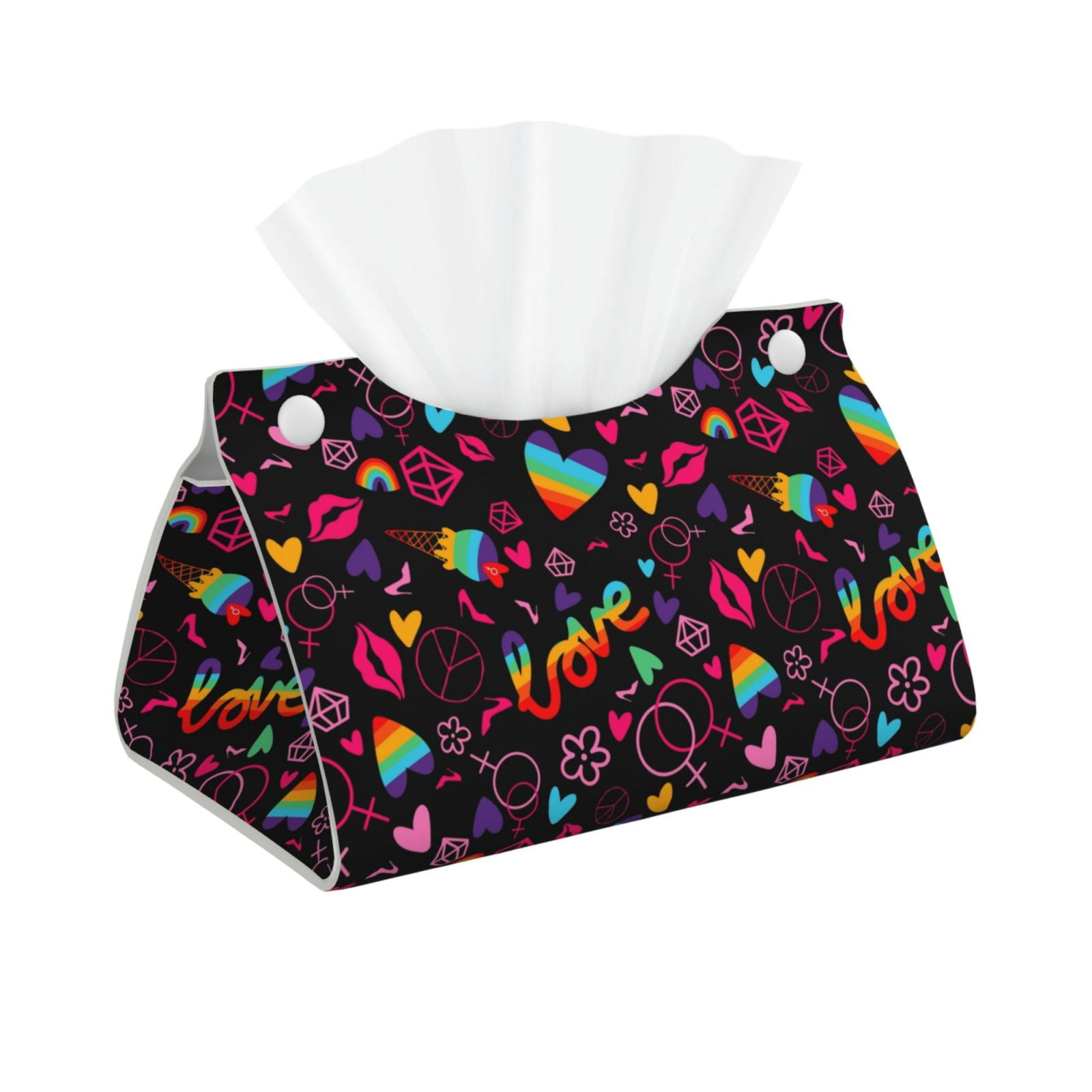 Tissue Box Cover, Lgbt Rainbow For Pride Rectangular Leather Tissue ...