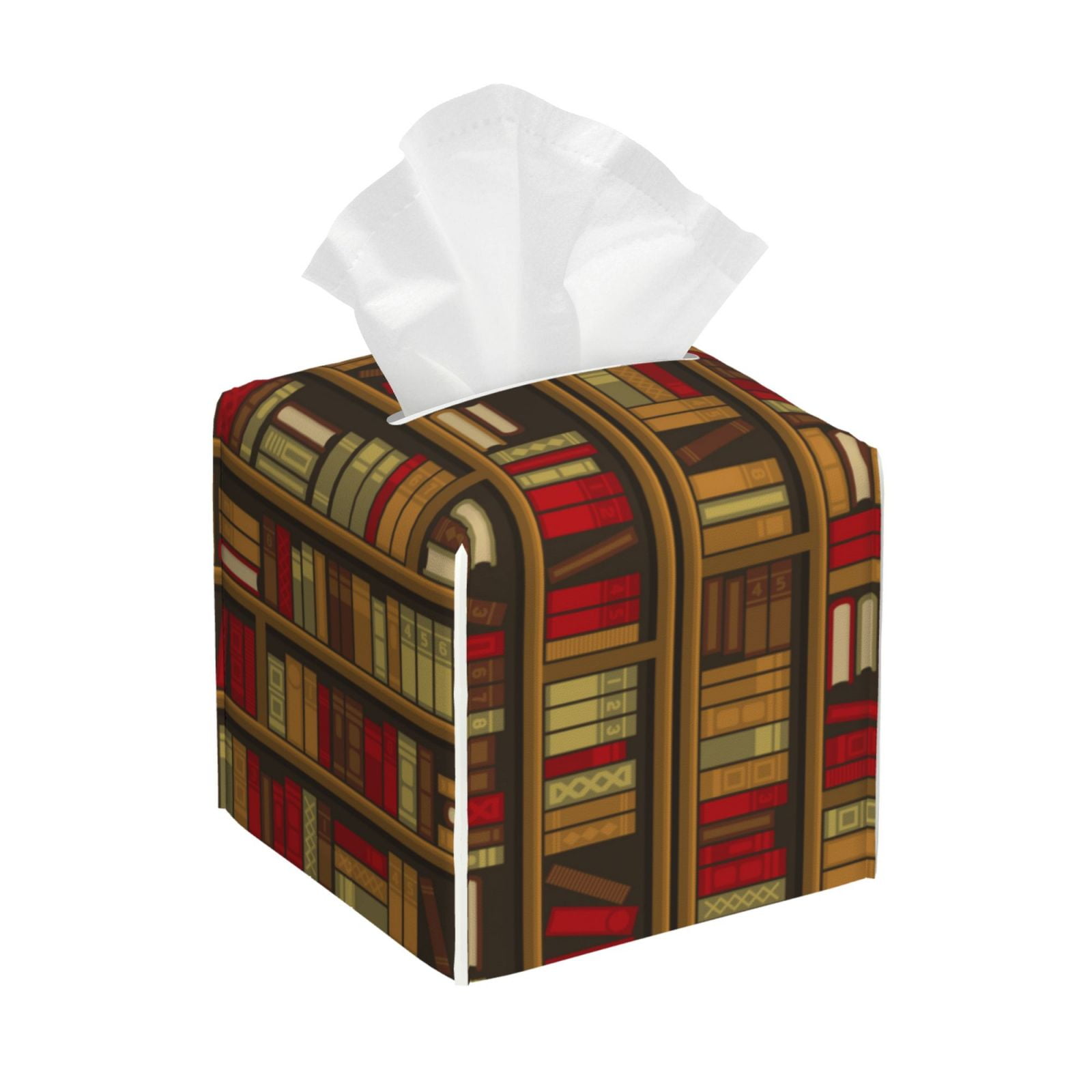 Tissue Box Cover, Library Book Shelf vintage Leather Tissue Box Holder ...