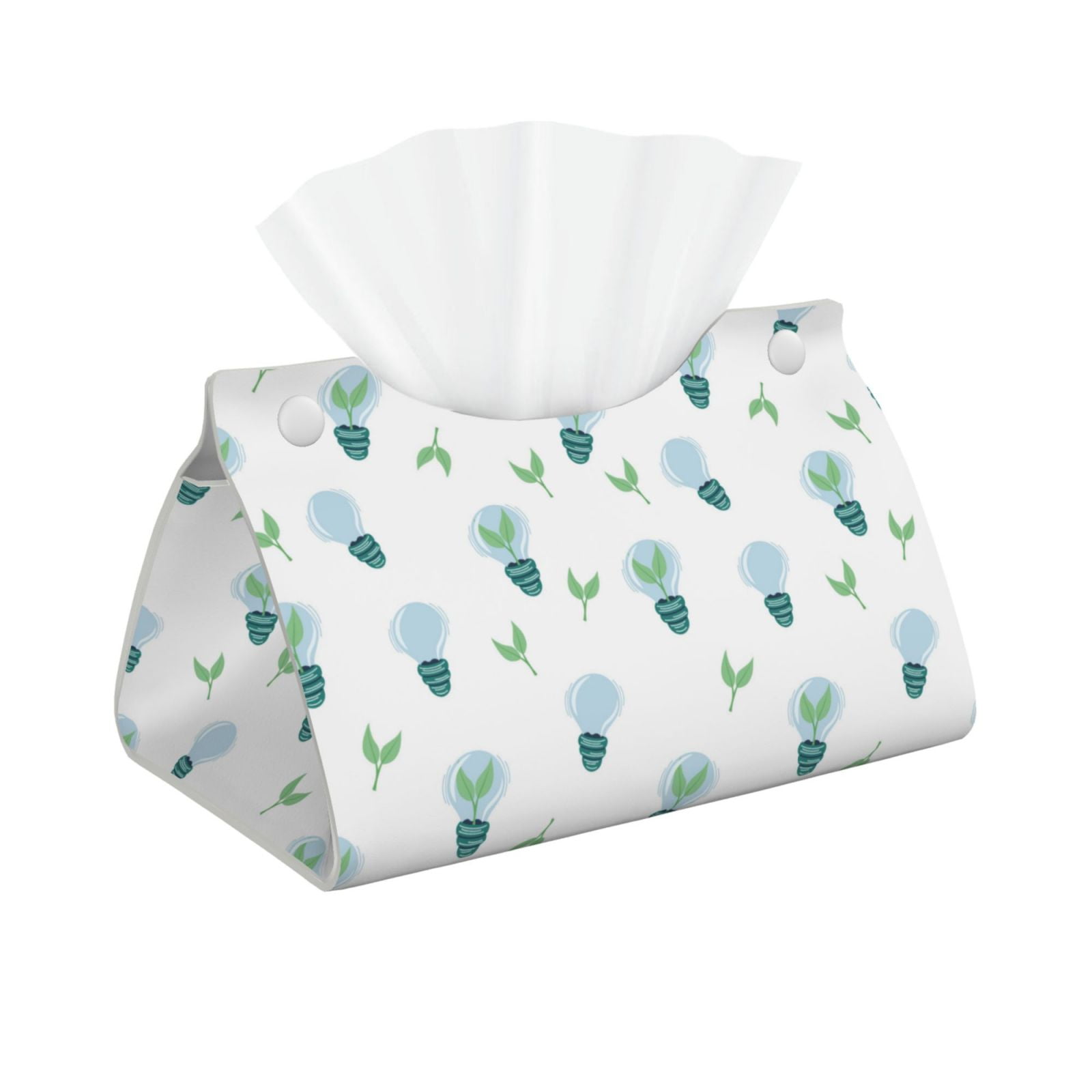 Tissue Box Cover, Light Bulb Pattern Leaf Leather Rectangular Tissue ...