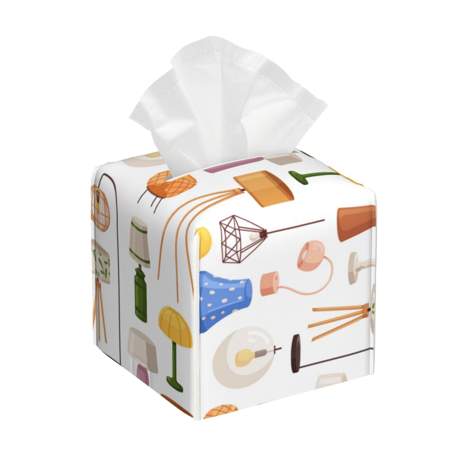 Tissue Box Cover, Light Bulb Pattern Urban Leather Tissue Box Holder ...