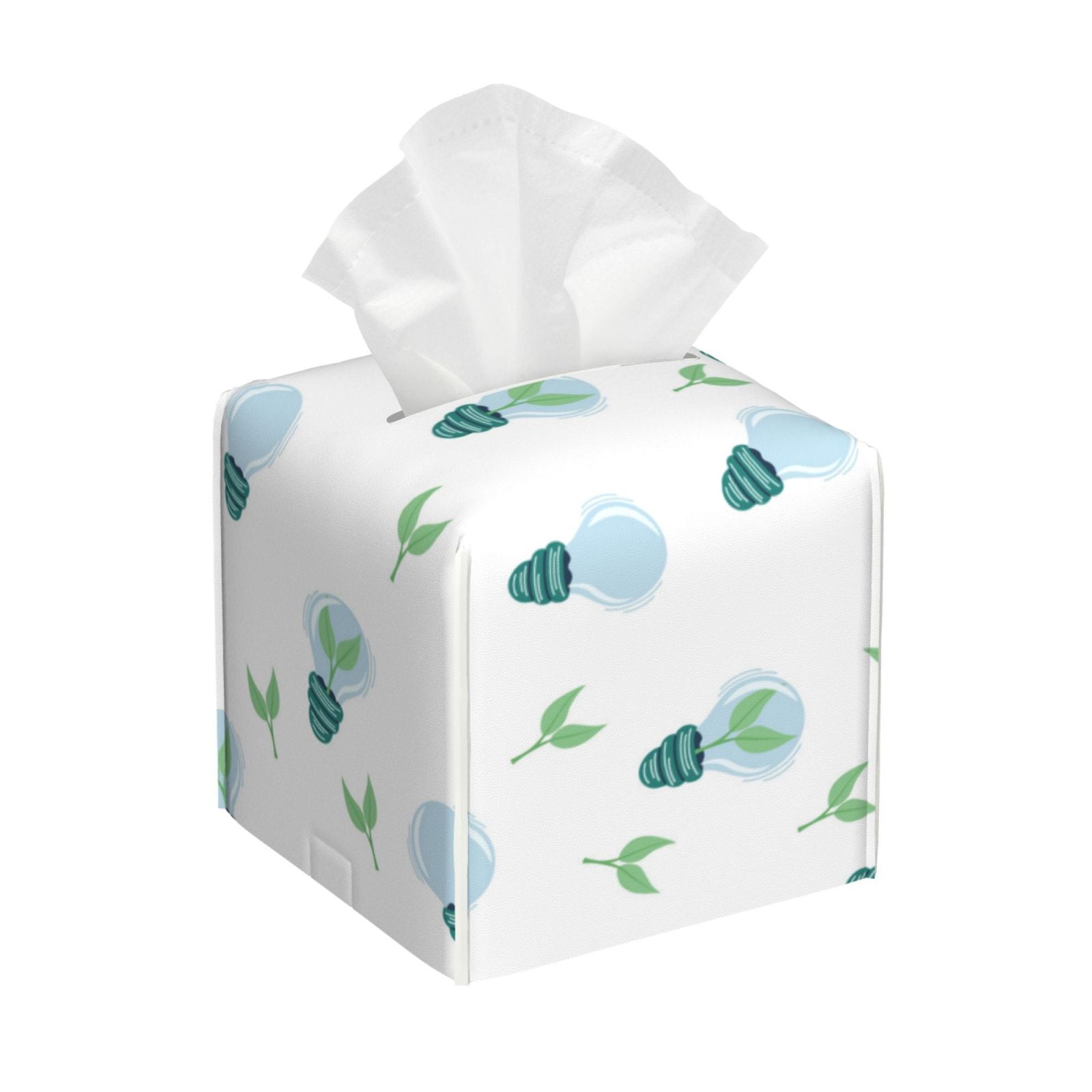 Tissue Box Cover, Light Bulb Pattern leaf Leather Tissue Box Holder ...