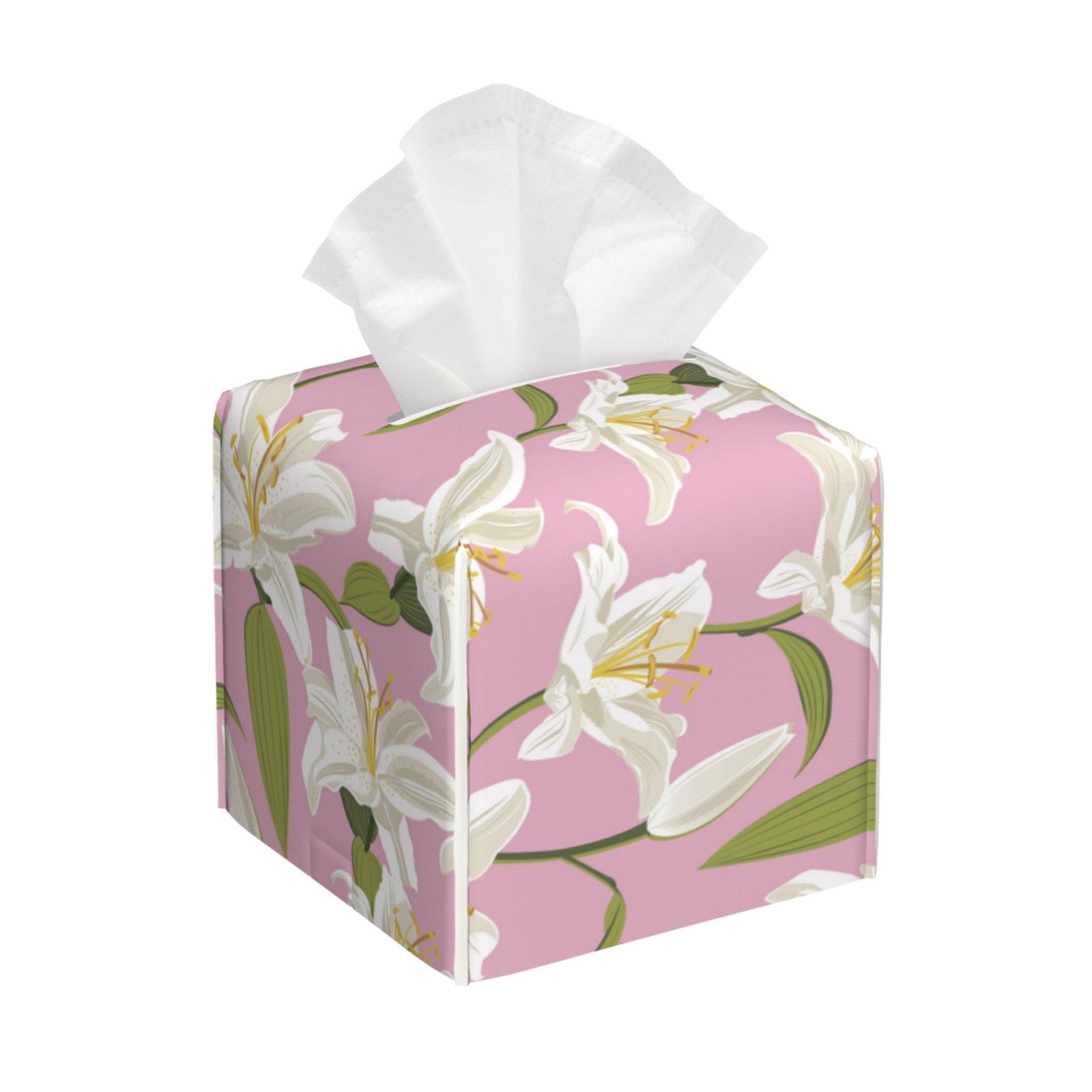 Tissue Box Cover Lilies Flowers Light Pink Tissues Boxes Holder ...