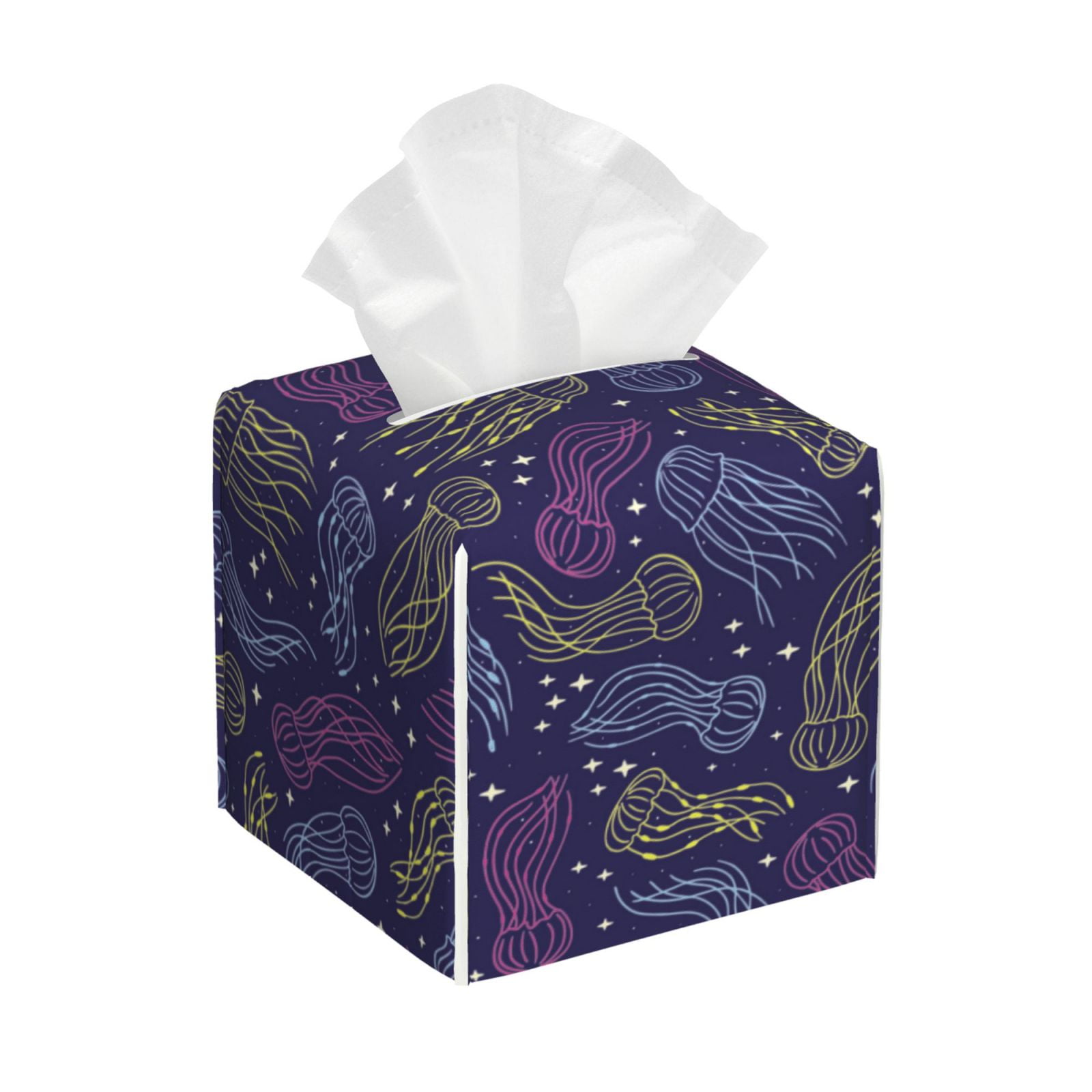 Tissue Box Cover, Line Jellyfish Leather Tissue Box Holder - Tissue ...