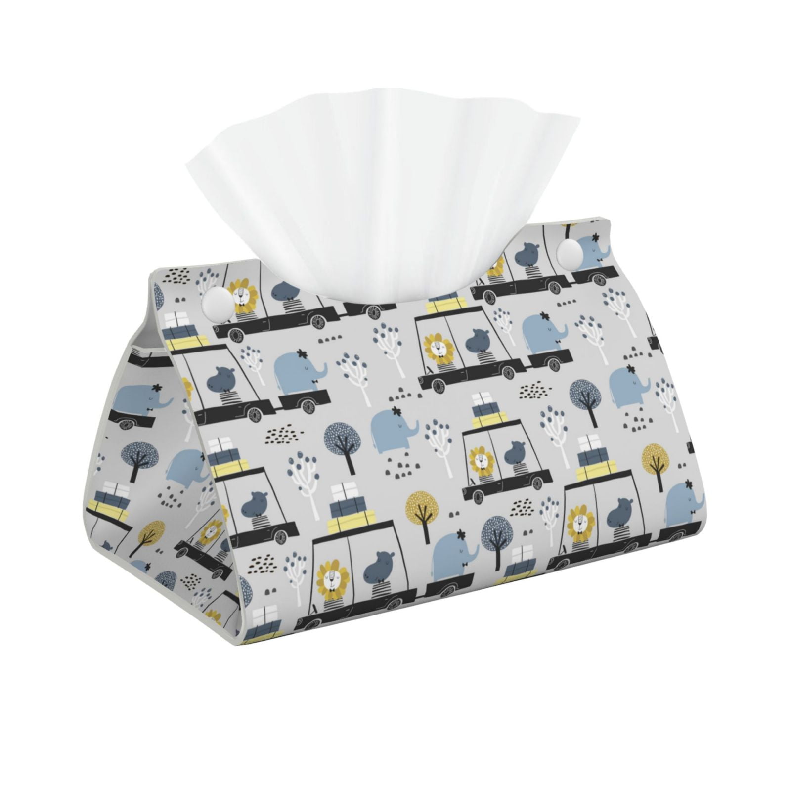Tissue Box Cover, Lion Hippo Elephant On The Car Leather Rectangular ...