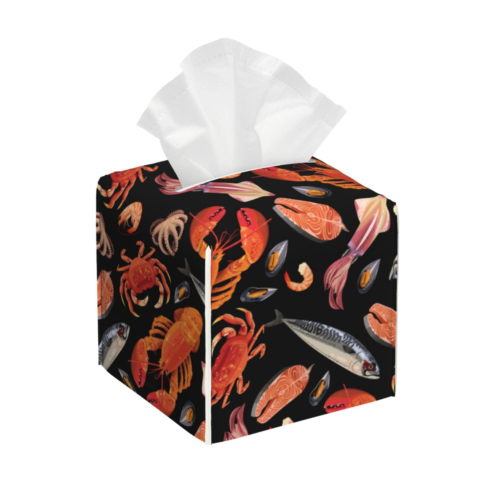 Tissue Box Cover, Lobster Squid Crab Leather Tissue Box Holder - Tissue ...