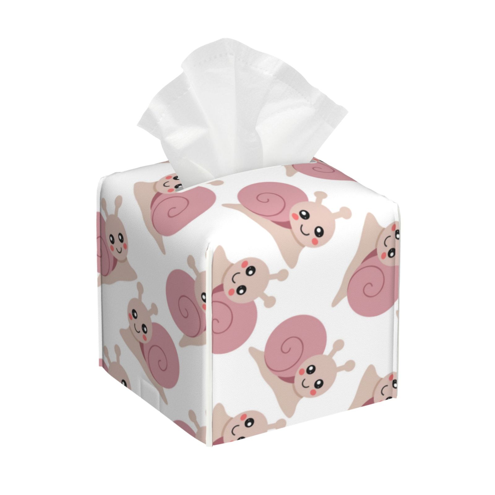 Tissue Box Cover, Lovely Snail Print Leather Tissue Box Holder - Tissue ...
