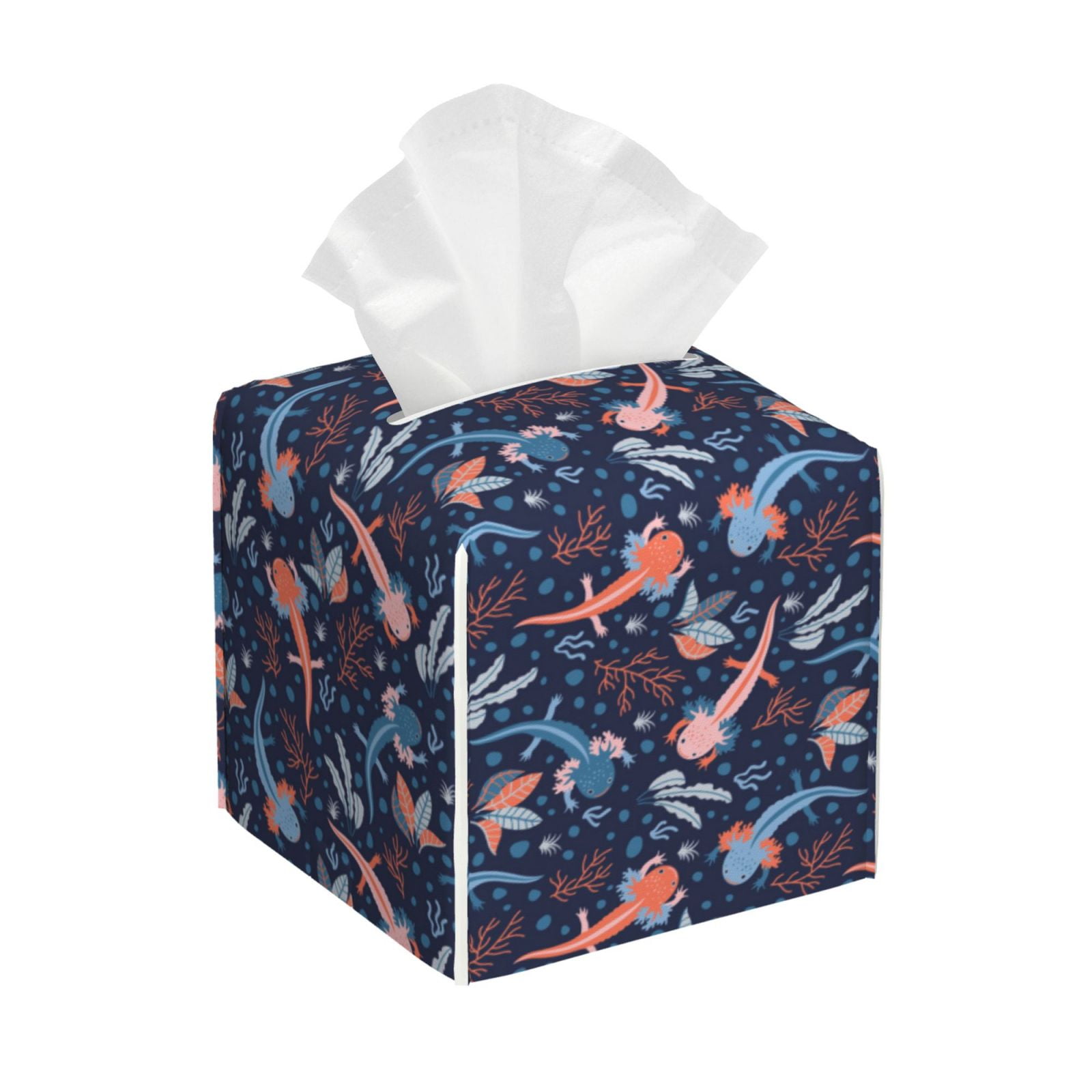 Tissue Box Cover, Lovely axolotl blue cute Leather Tissue Box Holder ...