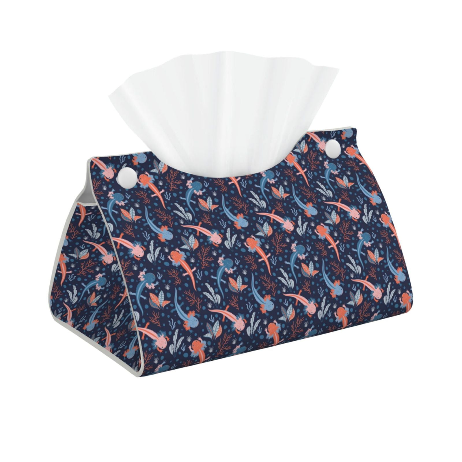 Tissue Box Cover, Lovely axolotl blue cute Leather Rectangular Tissue ...