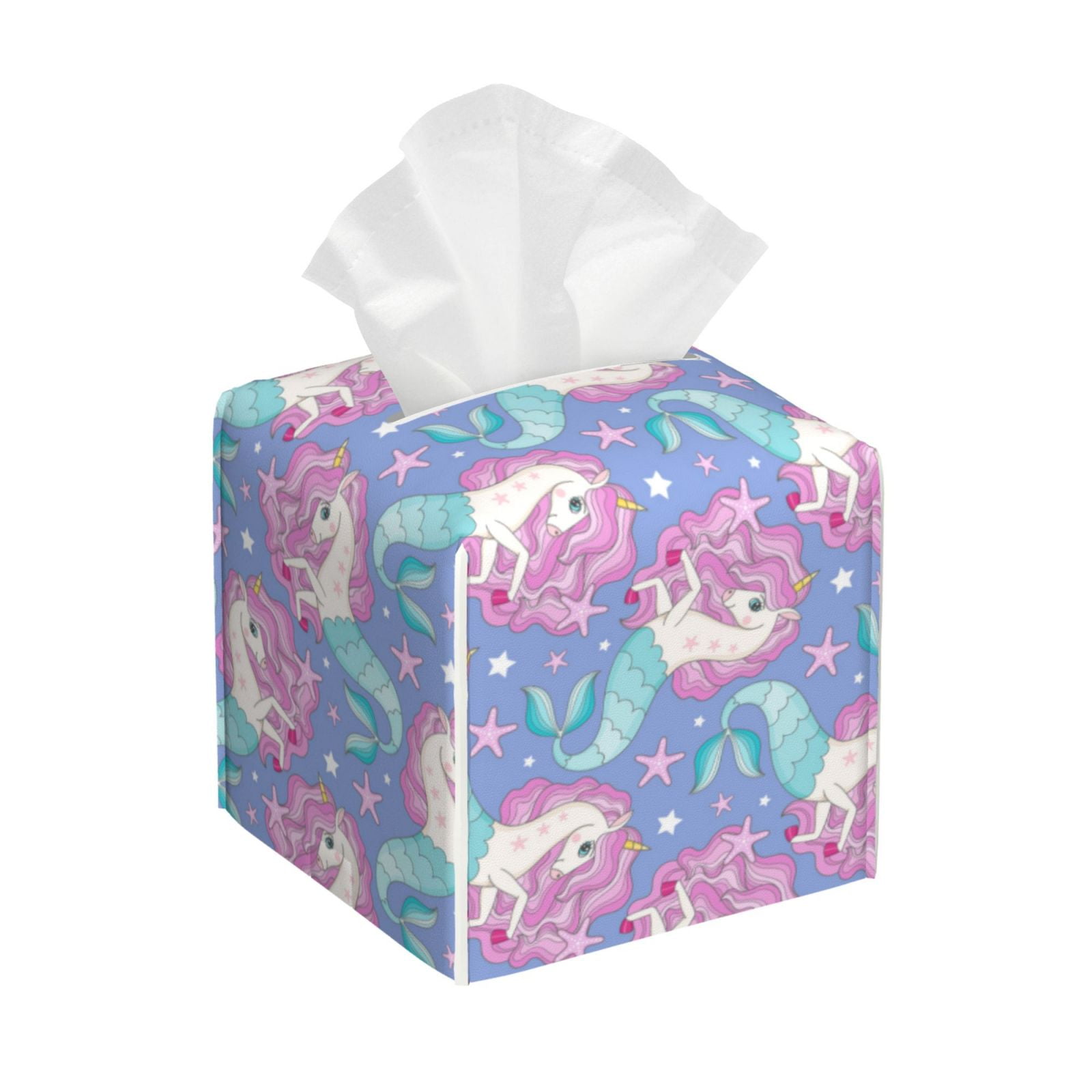 Tissue Box Cover Marine Cute Fishtail White Horse Tissues Boxes Holder ...