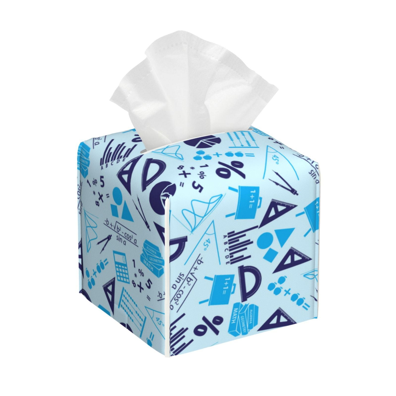 Tissue Box Cover Math Print ruler blue Tissues Boxes Holder Organizer ...