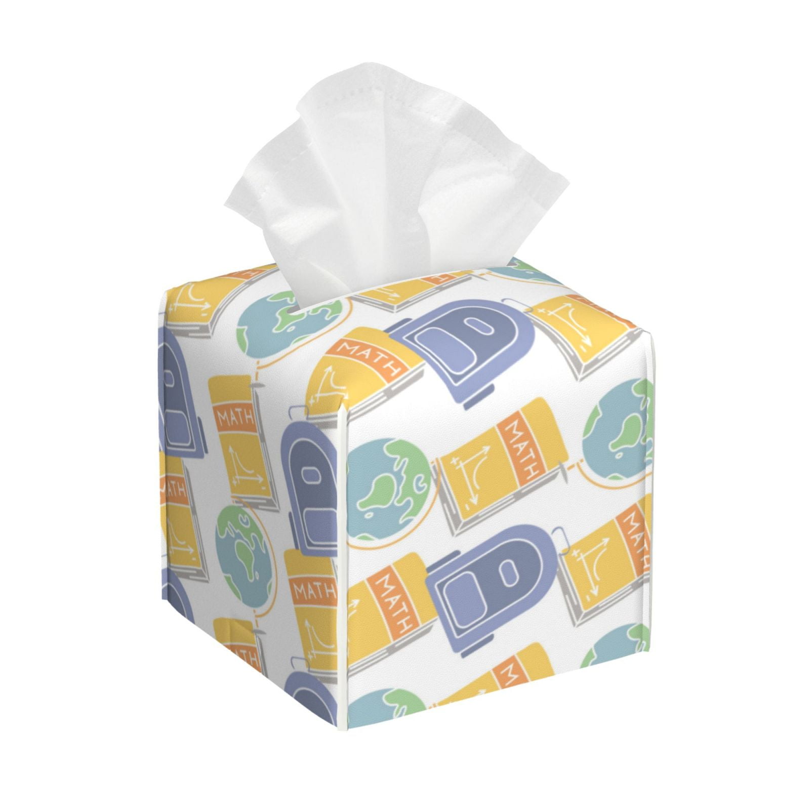 Tissue Box Cover, Math book globe Leather Tissue Box Holder - Tissue ...