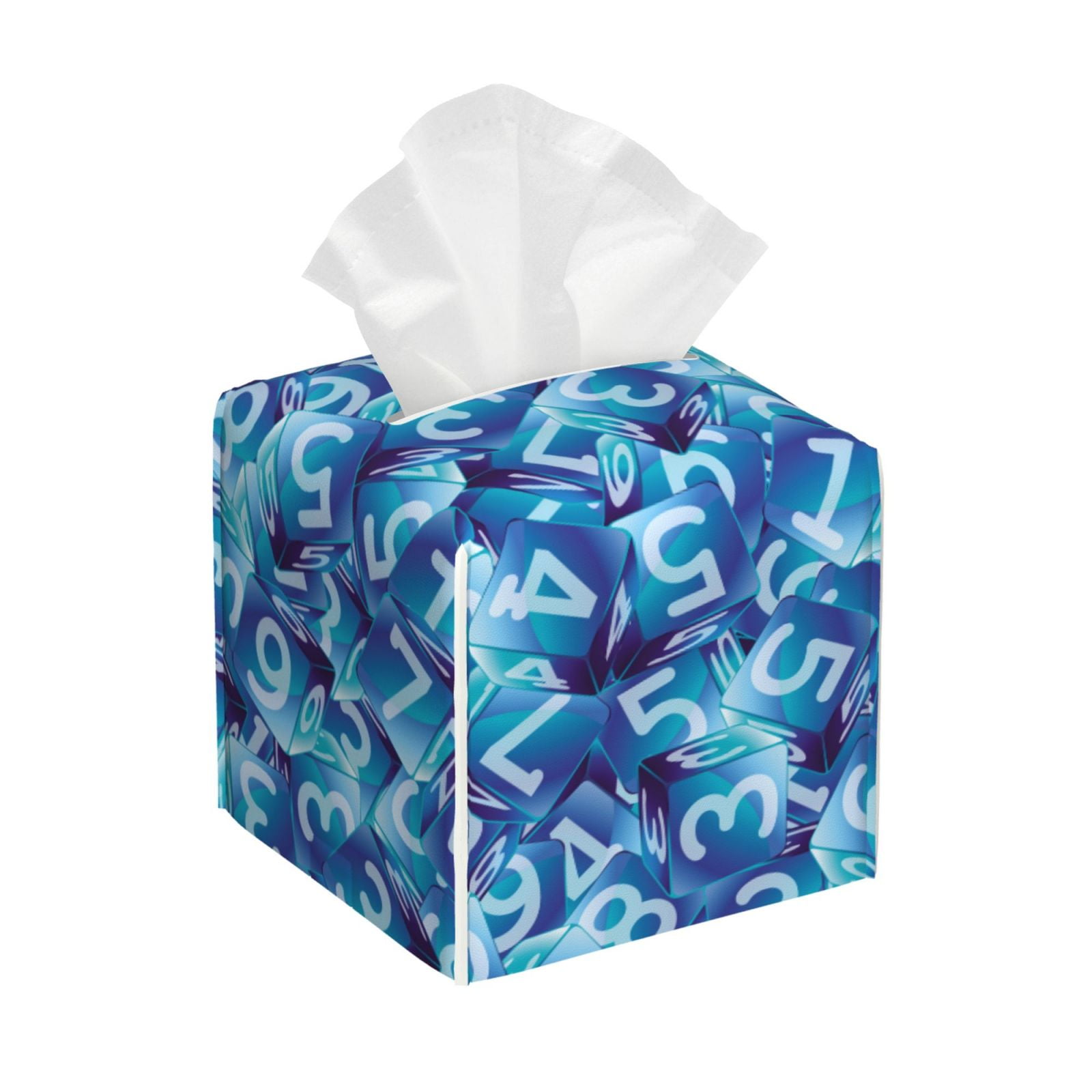 Tissue Box Cover, Math number dice Print Leather Tissue Box Holder ...