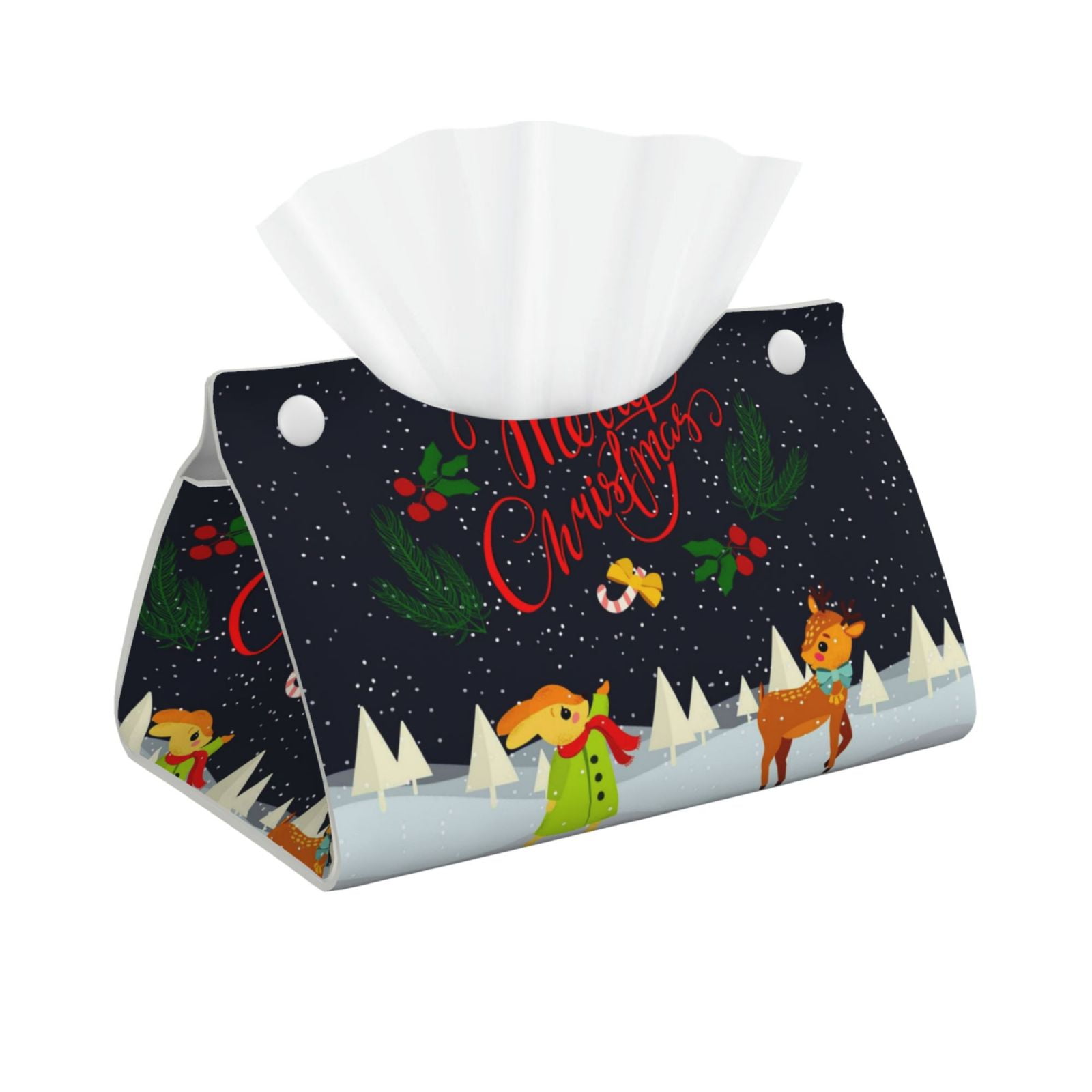 Tissue Box Cover Merry Christmas Elk Tissues Boxes Holder Organizer for ...