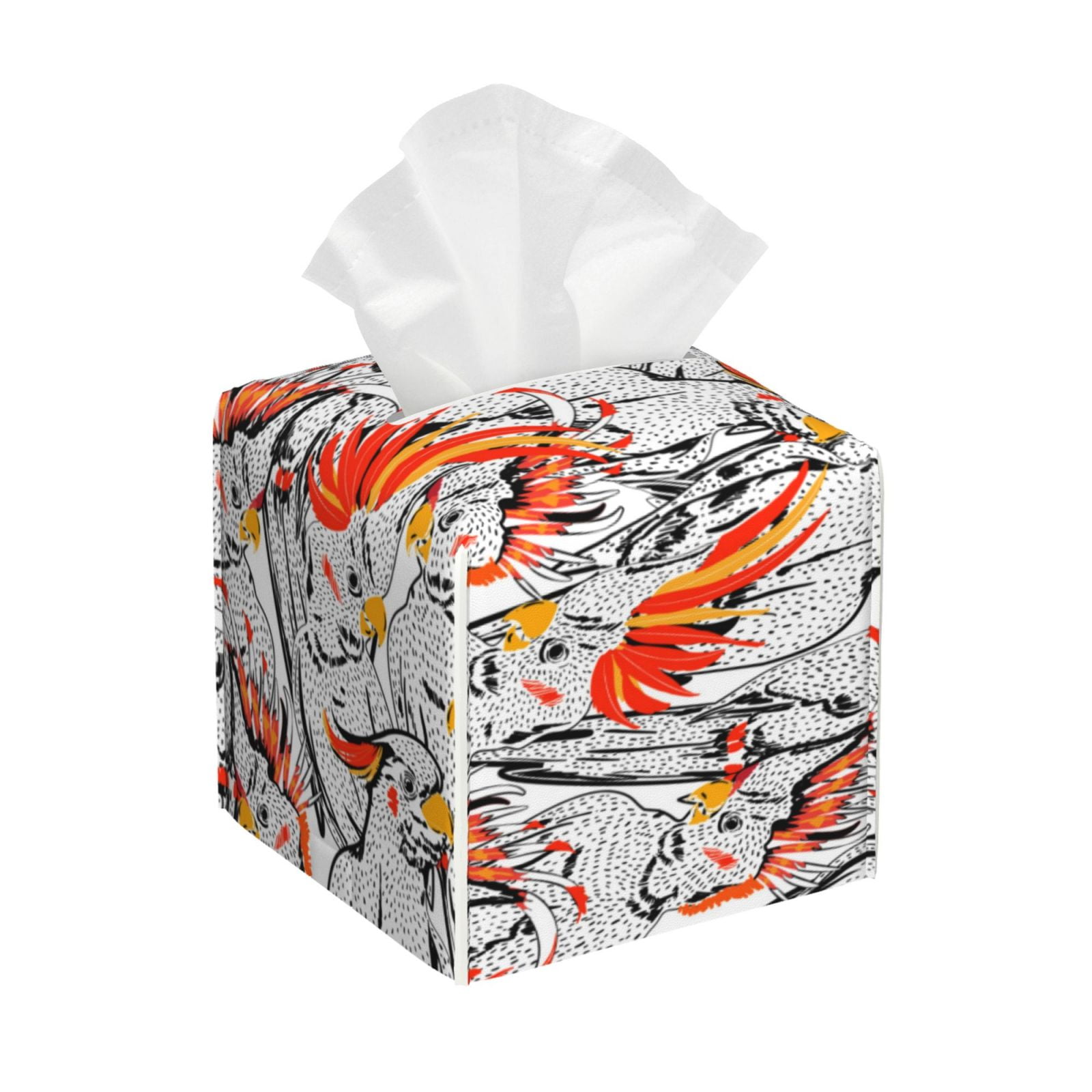 Tissue Box Cover Minimalist Cute Cockatoo Orange Tissues Boxes Holder ...