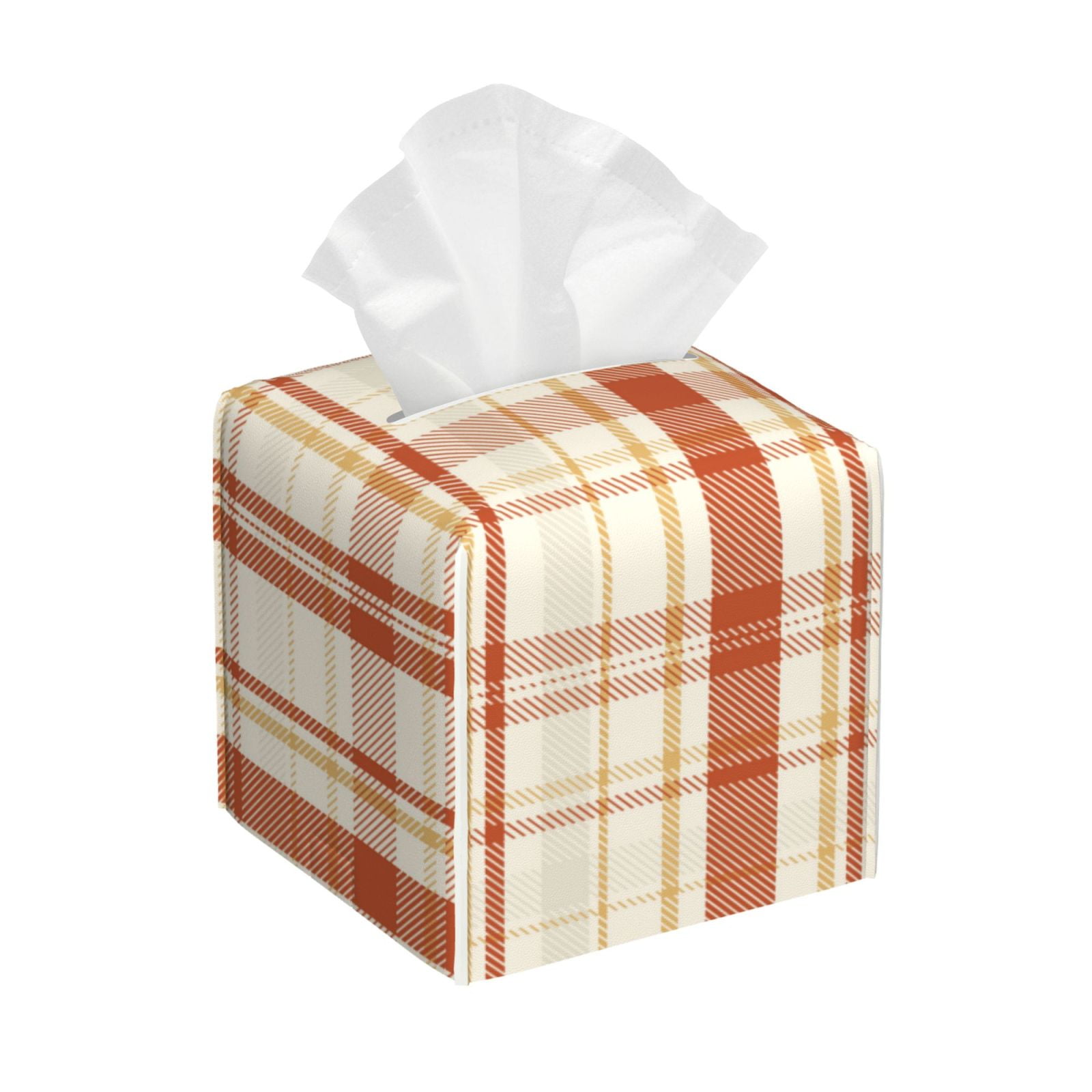 Tissue Box Cover - Minimalist plaid Modern Square Leather Tissue Box ...
