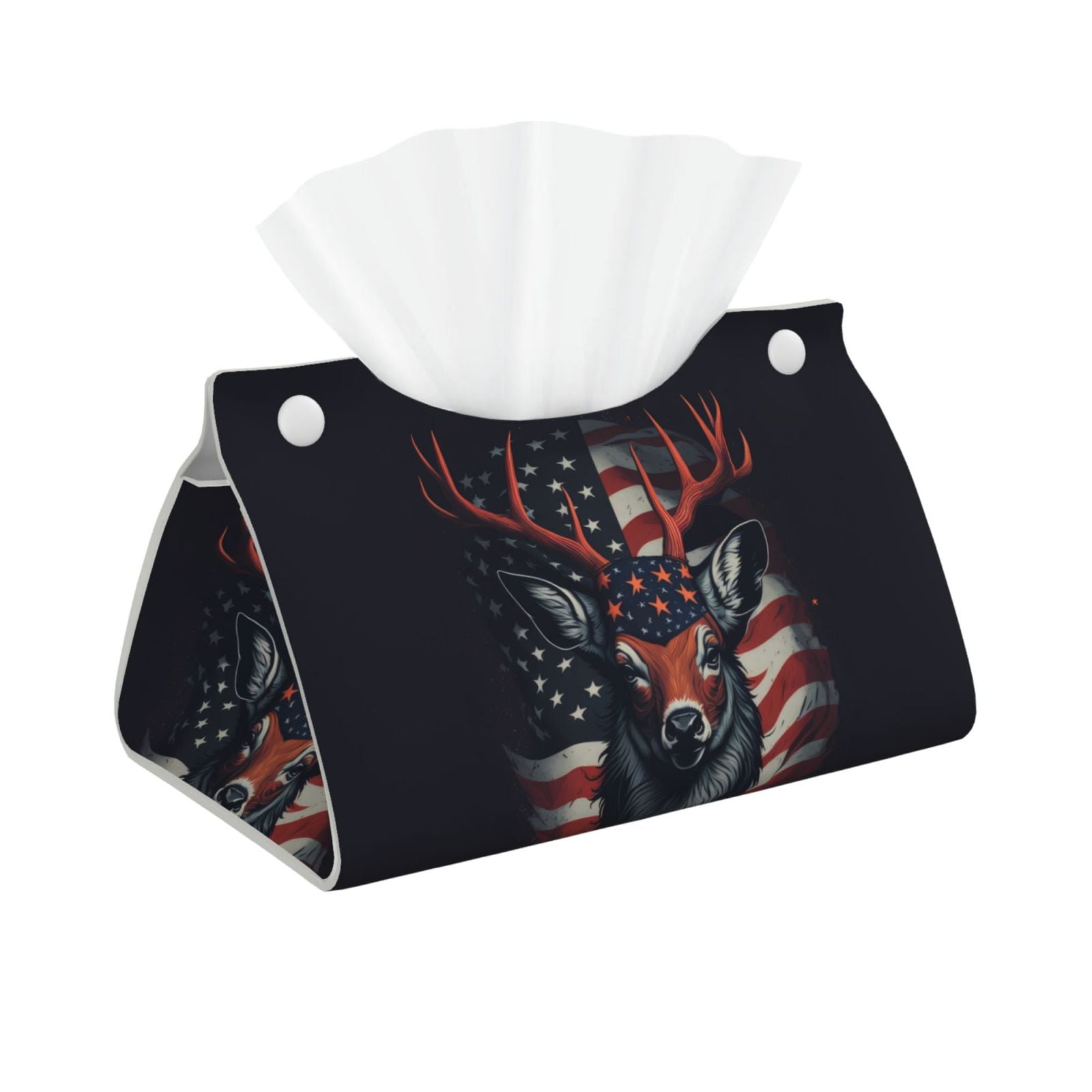 Tissue Box Cover, Modern USA Deer Head Rectangular Leather Tissue ...