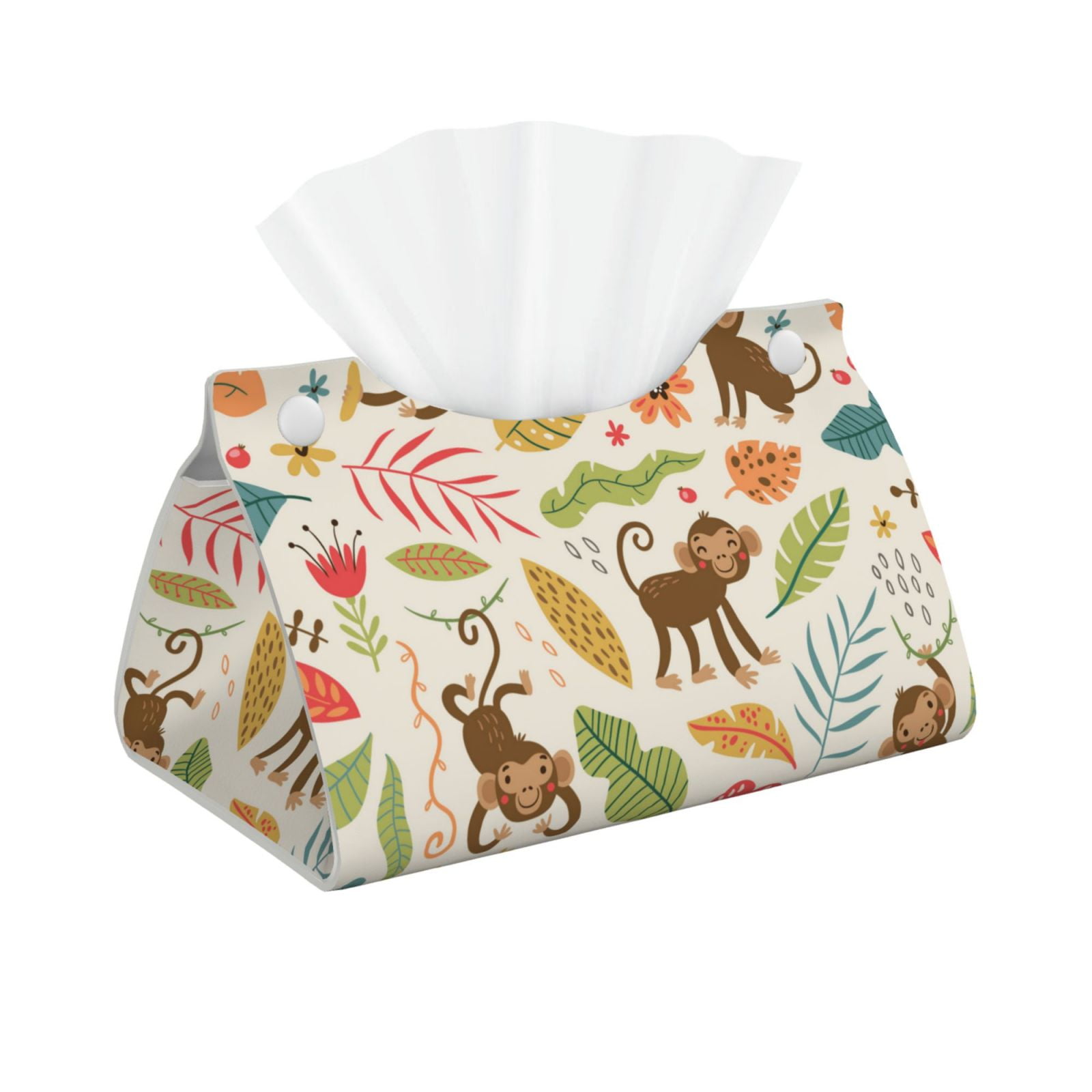 Tissue Box Cover, Monkeys in the Jungle Rectangular Leather Tissue ...