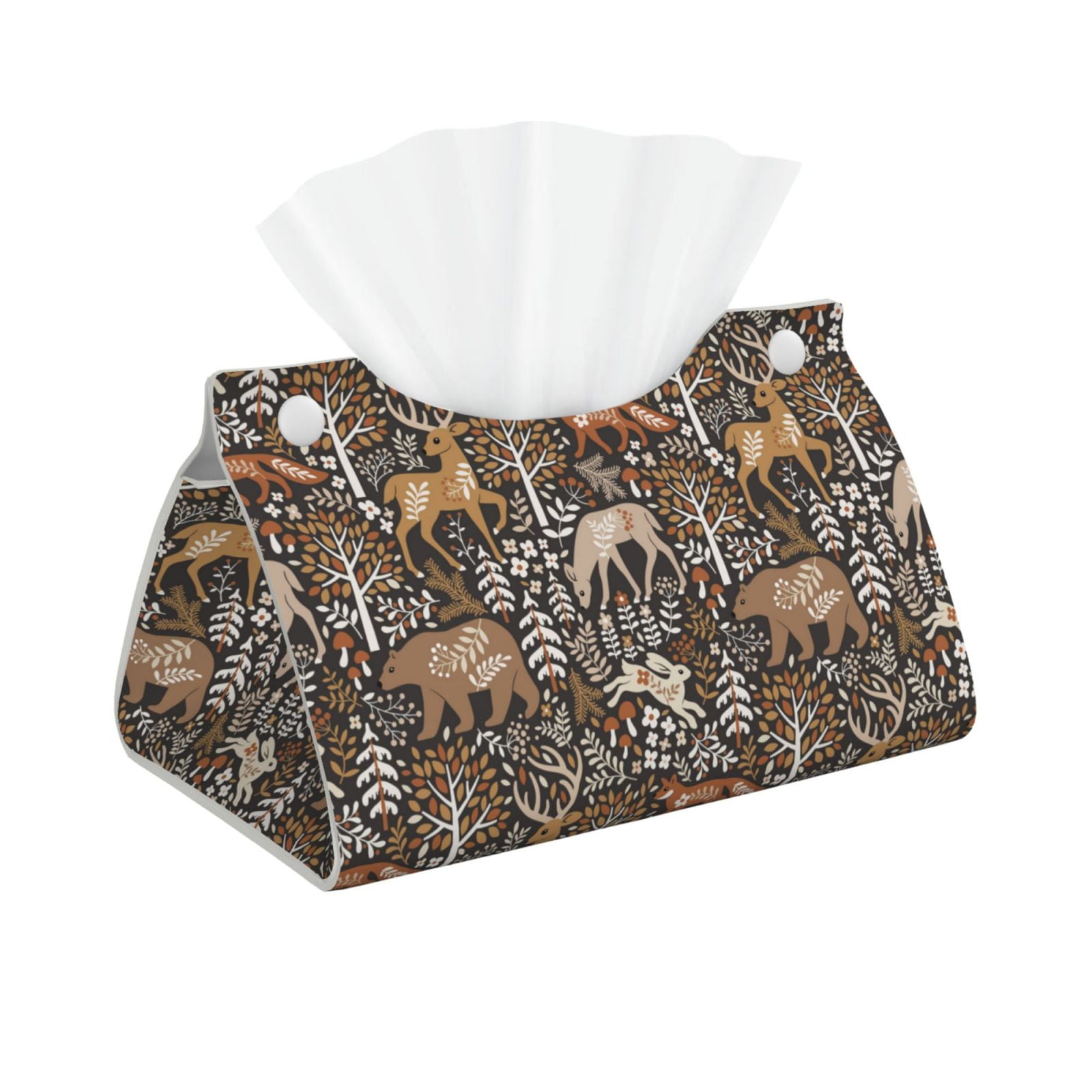 Tissue Box Cover, Moose fox bear leaf tree Rectangular Leather Tissue ...