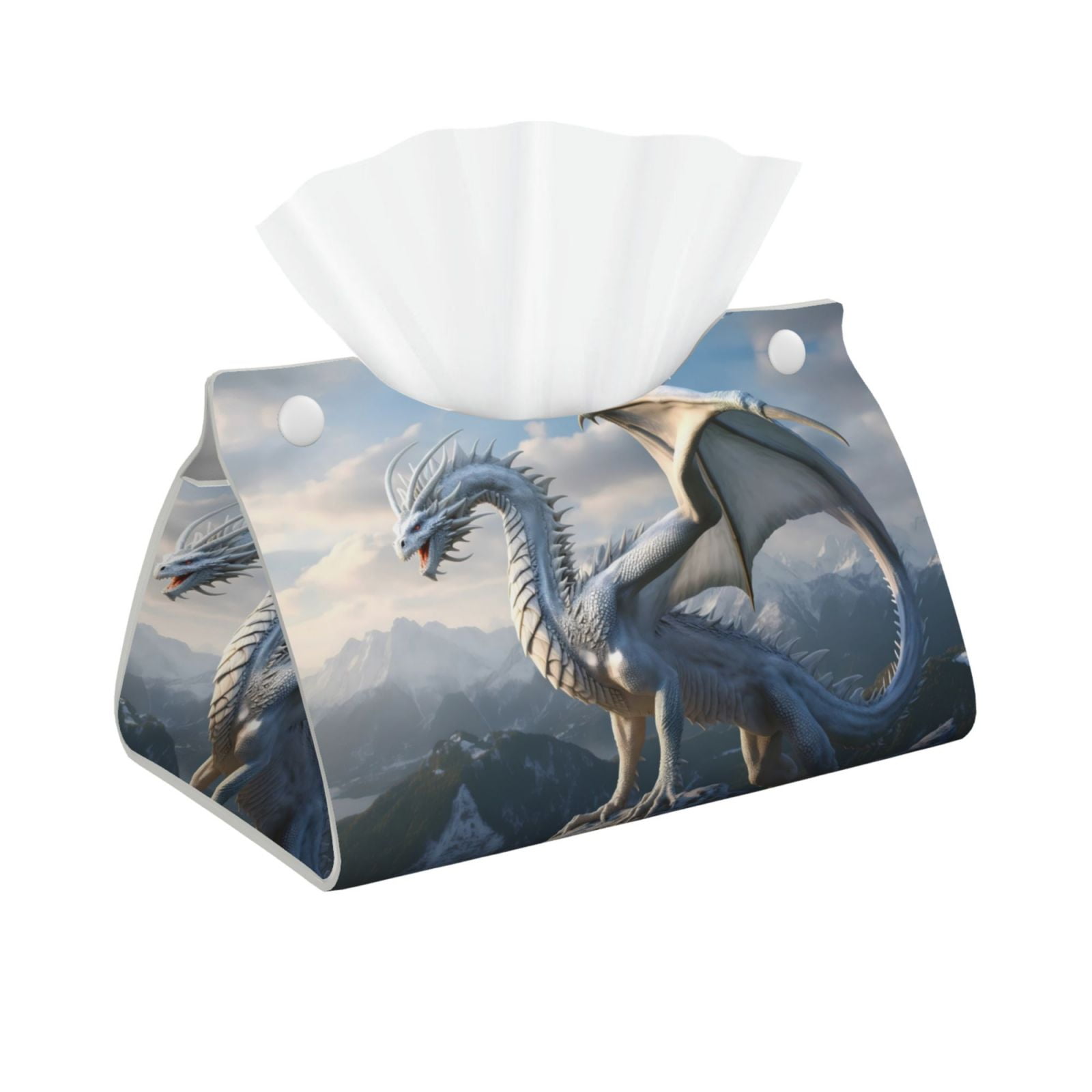 Tissue Box Cover, Mountain White Dragon Rectangular Leather Tissue ...