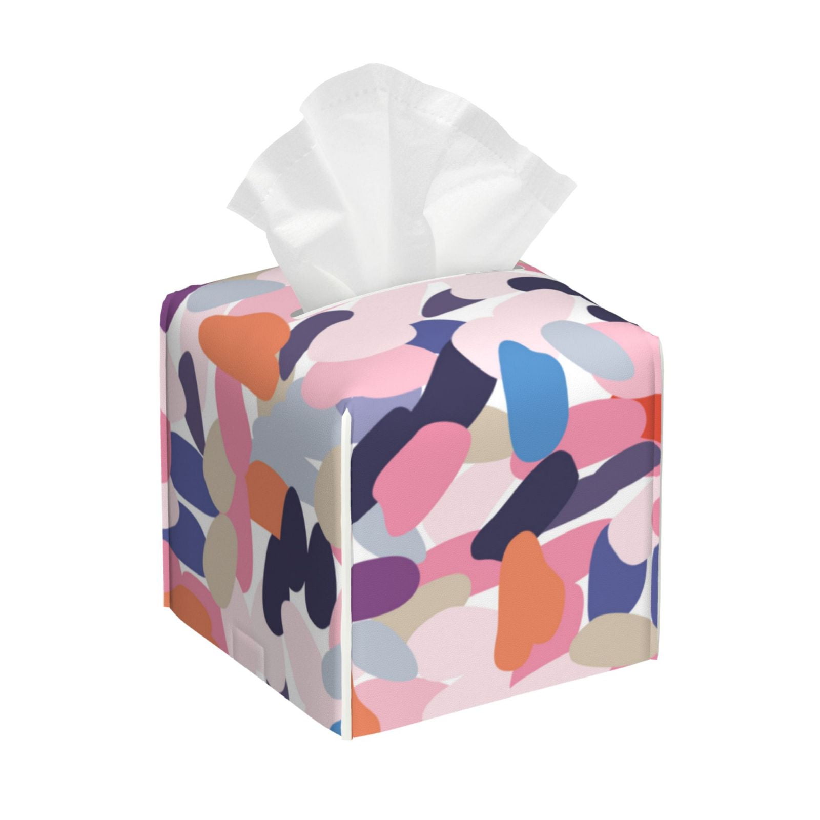 Tissue Box Cover, Multicolored paint spots pattern Leather Tissue Box ...