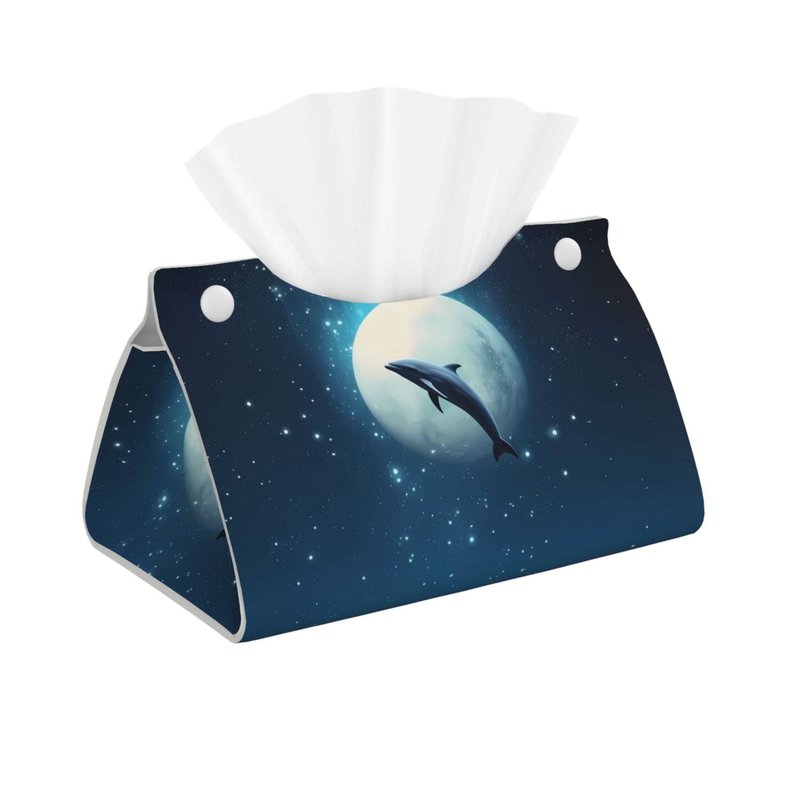 Tissue Box Cover Night Sky Moon Dolphin Tissues Boxes Holder Organizer ...