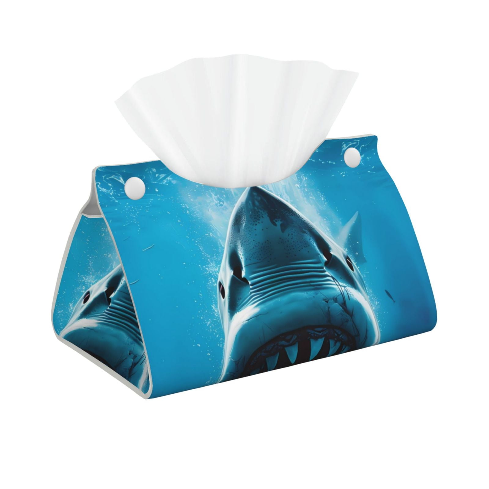 Tissue Box Cover, Open-Mouthed Shark Long Leather Tissue Box Holder ...