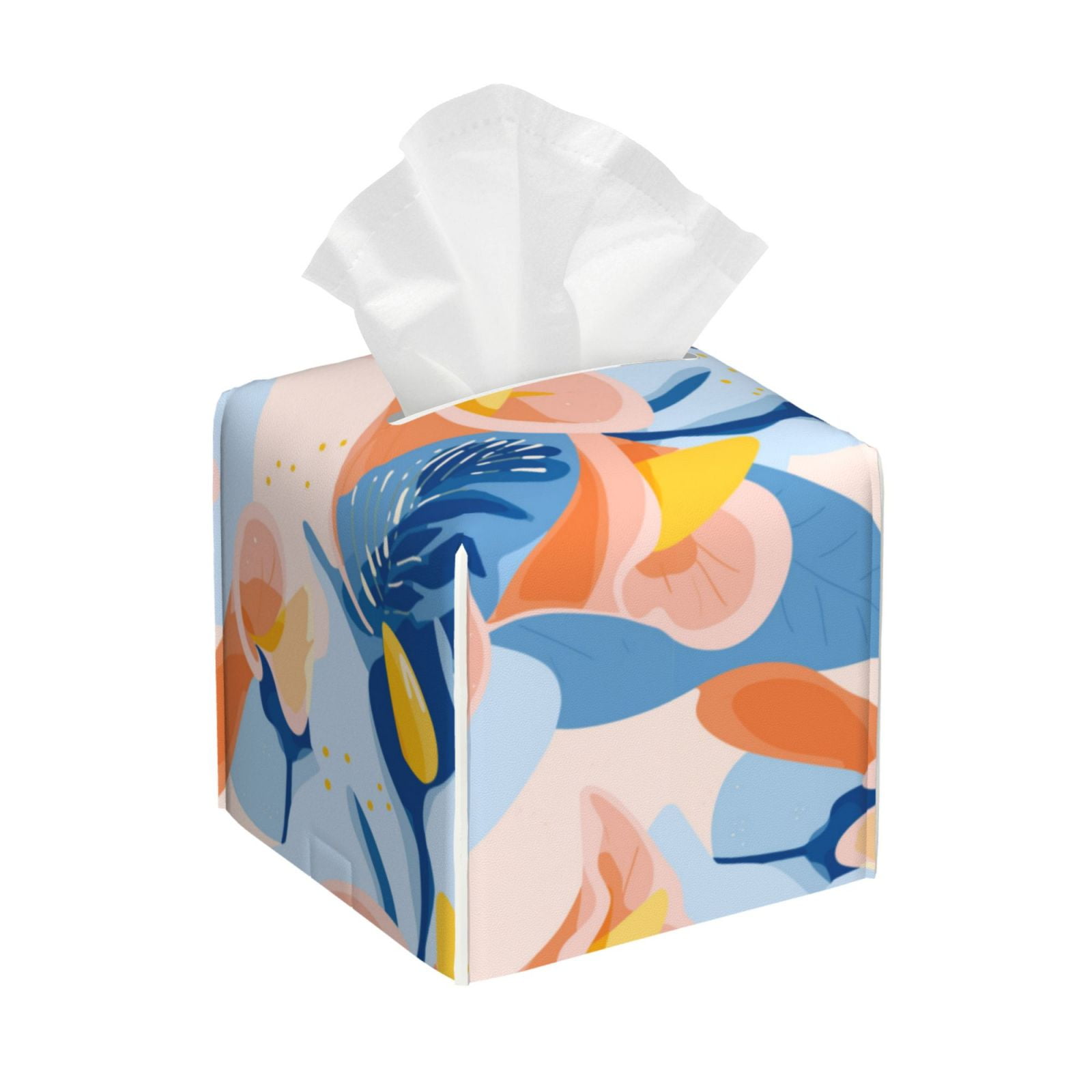 Tissue Box Cover, Orange Calla Lily Flowers Leather Tissue Box Holder ...