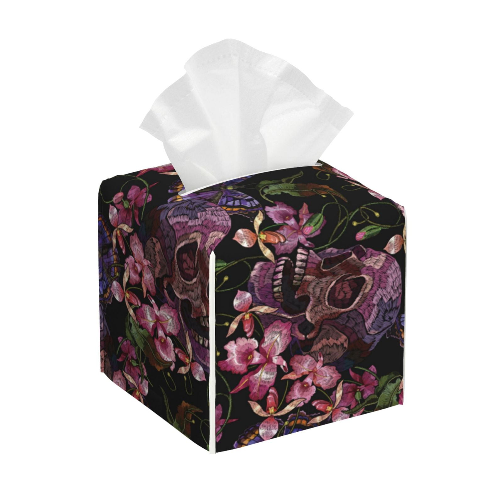 Tissue Box Cover Orchids Flowers Skull Tissues Boxes Holder Organizer ...