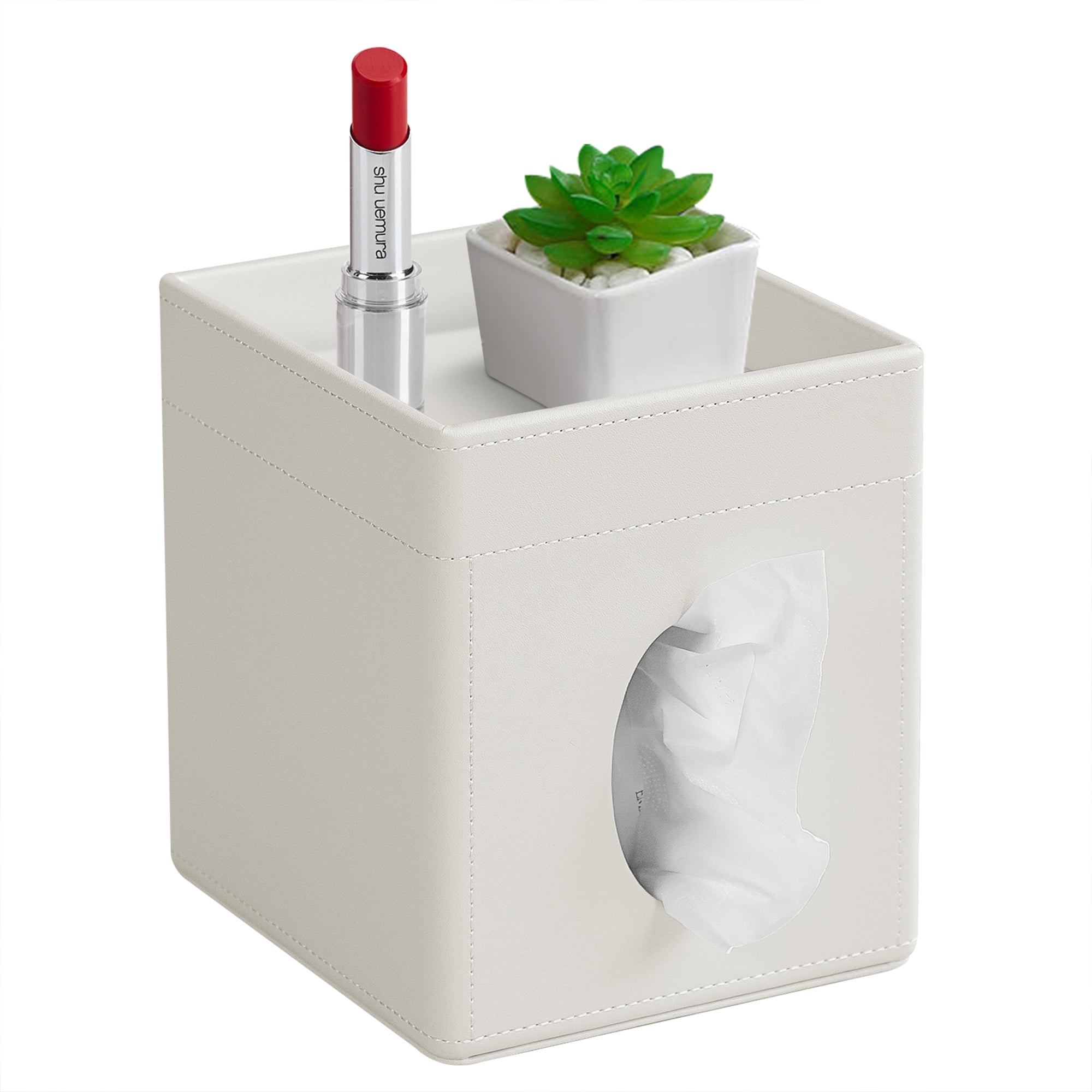 MEIBOOCH Tissue Box Cover, PU Leather Square Holder, Waterproof ...