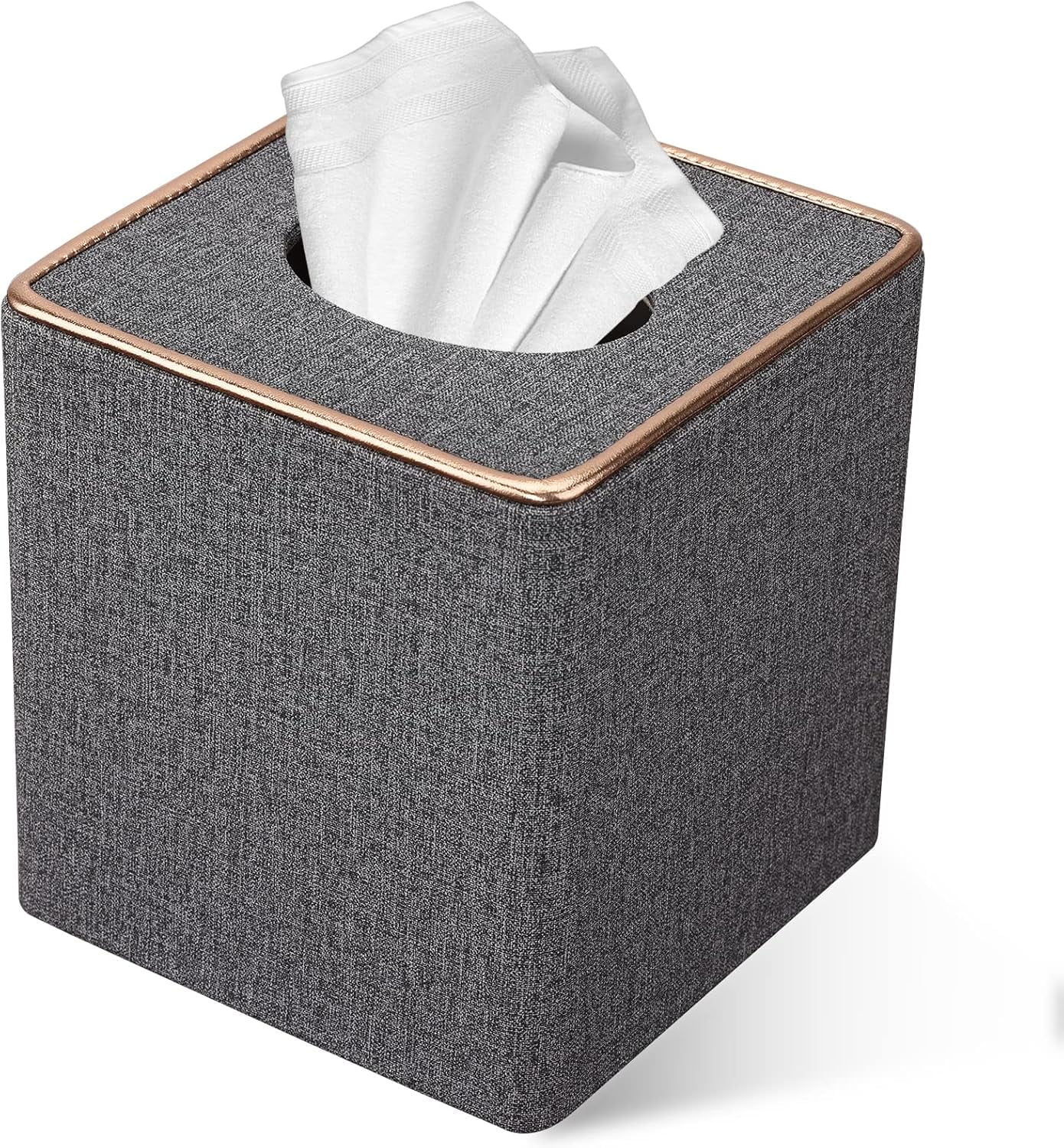 Tissue Box Cover, PU Leather Tissue Box Holder Square Kleenex Box ...