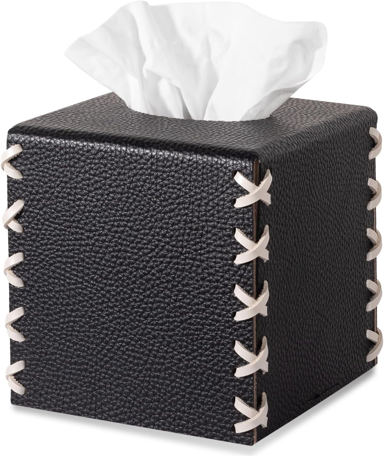 Tissue Box Cover PU Leather Tissue Holder Square Decorative Home Decor ...