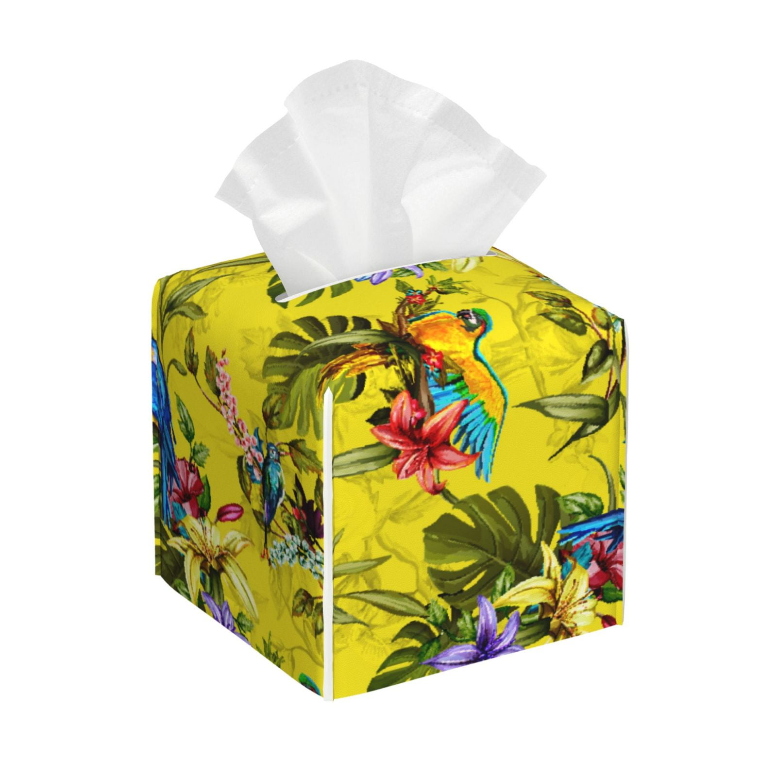 Tissue Box Cover Painted Colorful Cute Parrot Flower Tissues Boxes ...