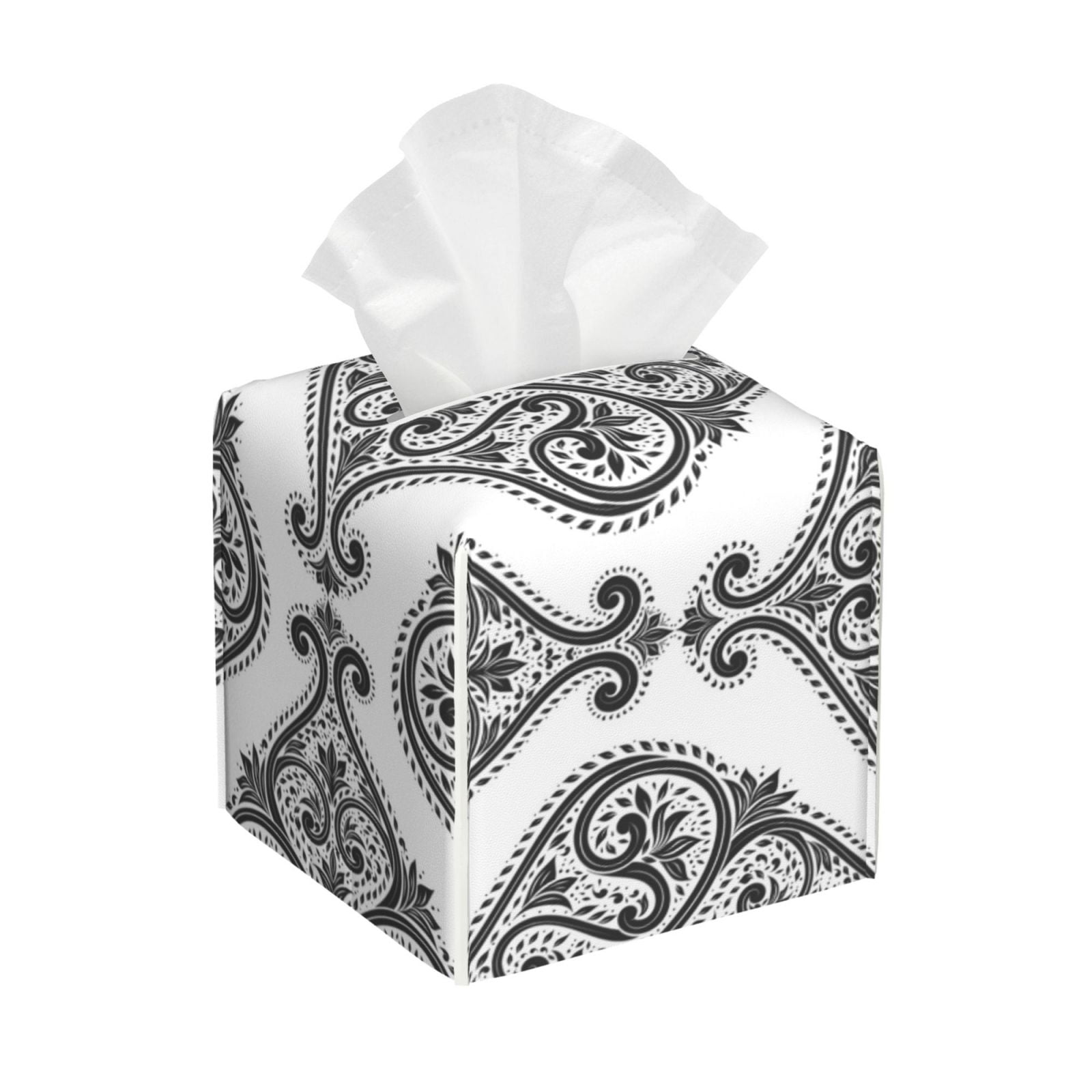 Tissue Box Cover Paisley Pattern Black White Tissues Boxes Holder ...